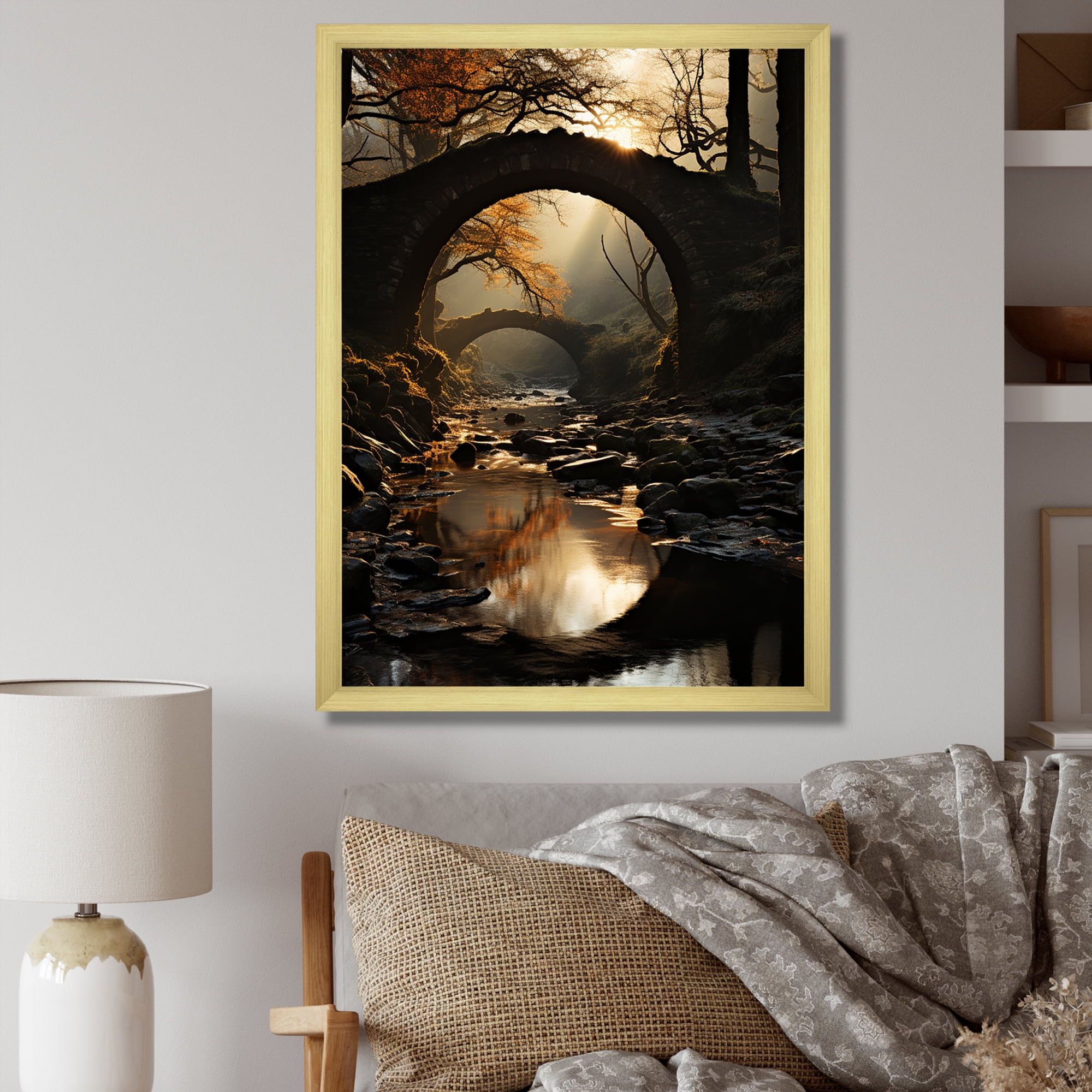 Designart "Path To Void Landscape I" Bridges Picture Framed Canvas ...