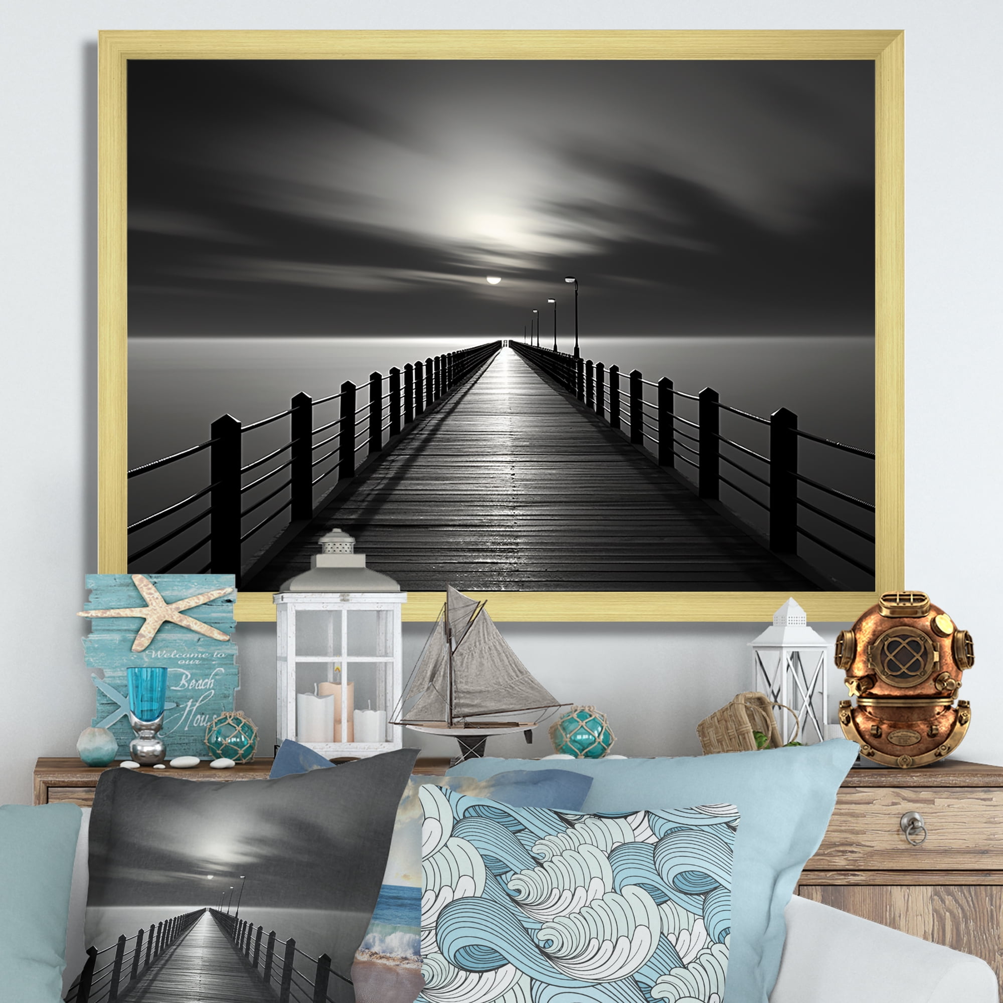 Designart "Path To Void Landscape III" Bridges Picture Framed Canvas ...