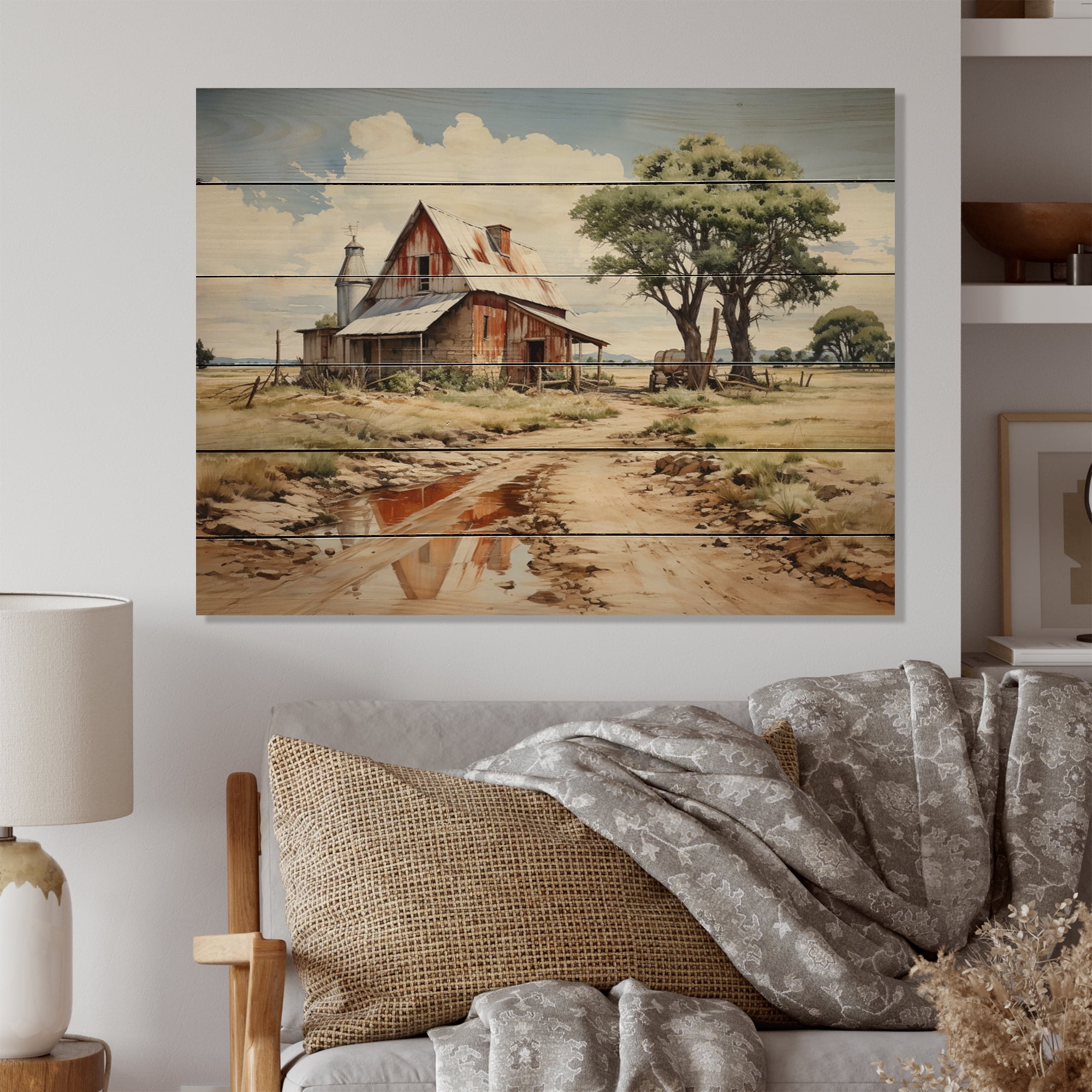 Designart "Patterns of a Farmhouse An Artistic Perspective I" Farm ...