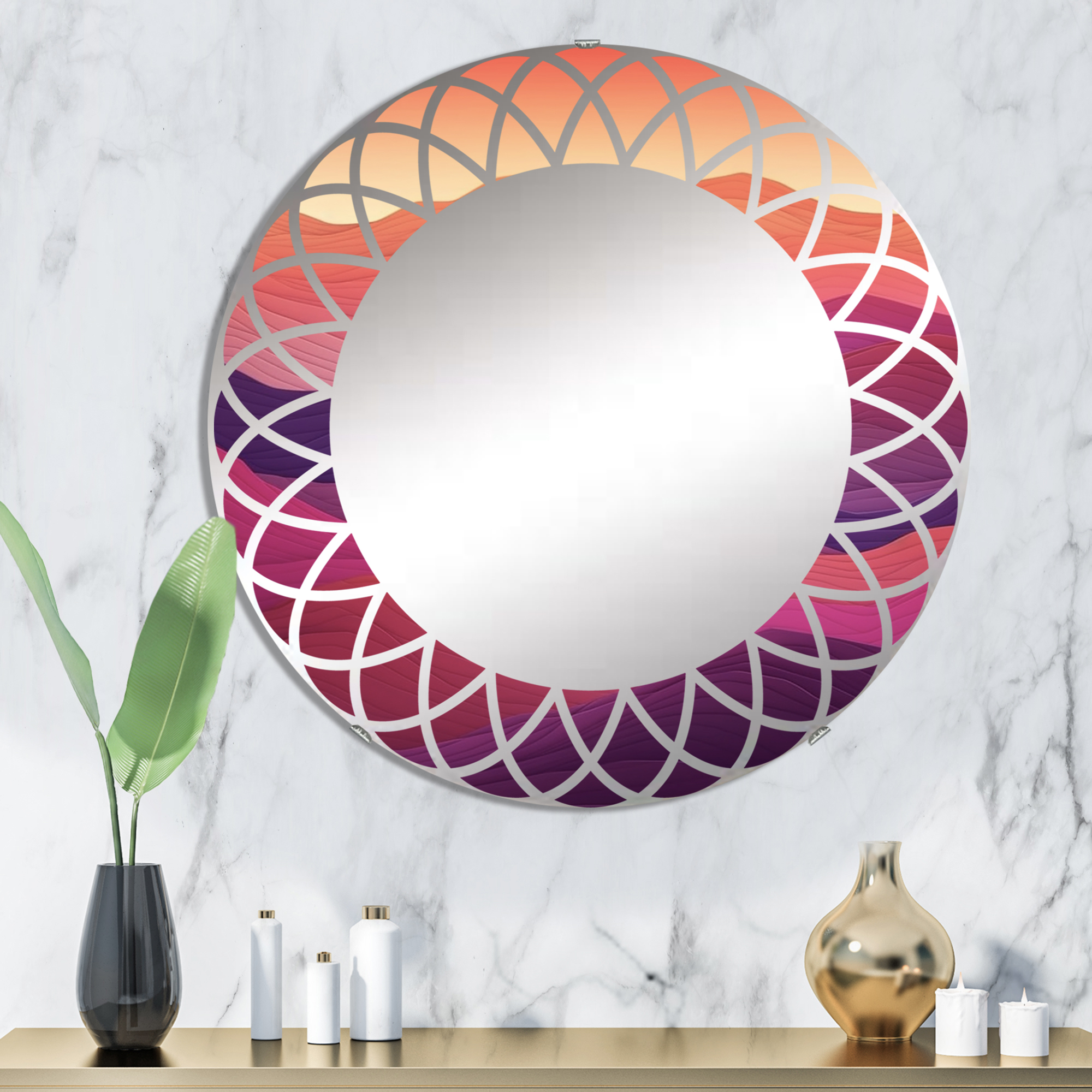 Designart "Peaks of Majesty I" Landscapes Round Wall Mirror ...