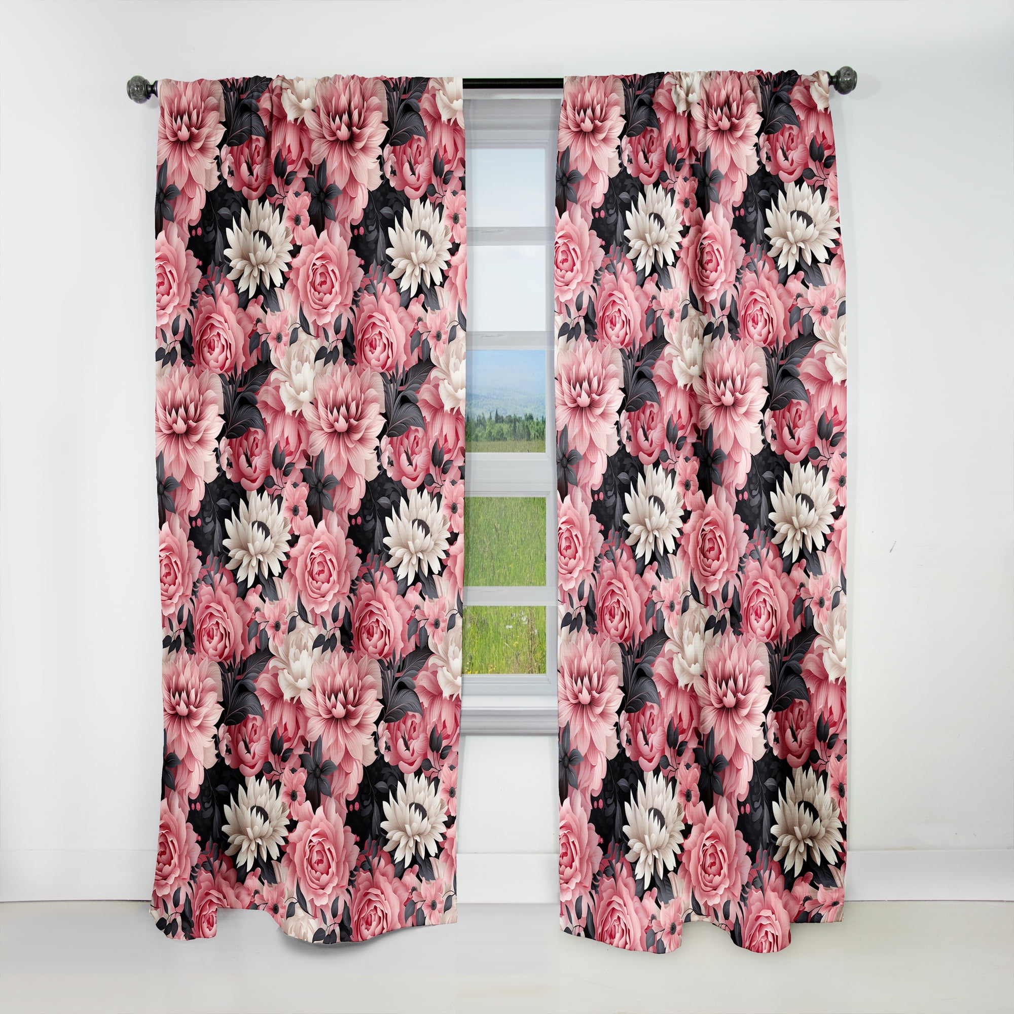 Designart "Peony Love Poem I" Floral Blackout Curtain Panels - Walmart.com