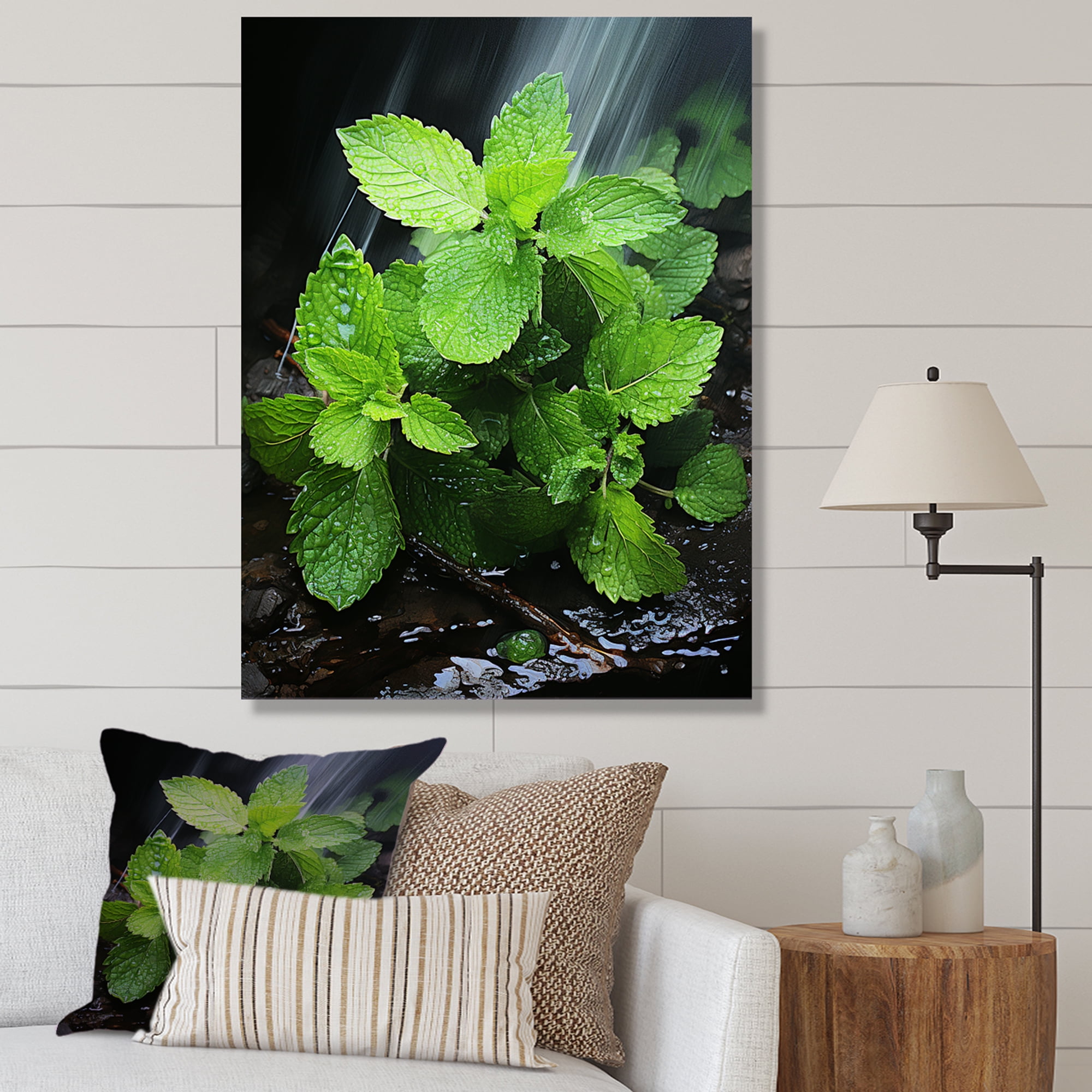 Designart "Peppermint Breeze of Herbs I" Floral Canvas Wall Art ...