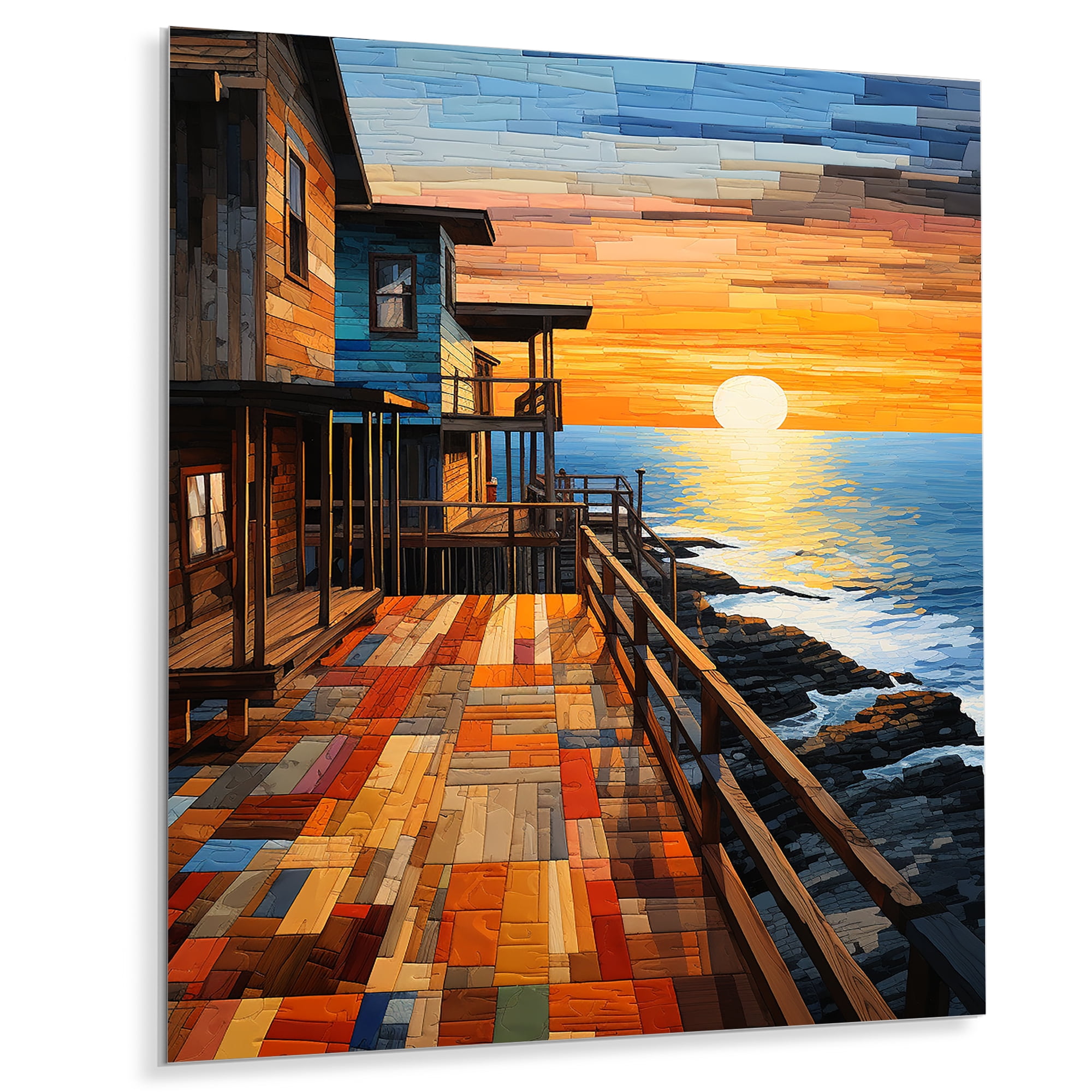 Designart "Perspective Pastoral Coastal pier Pier art painting I ...