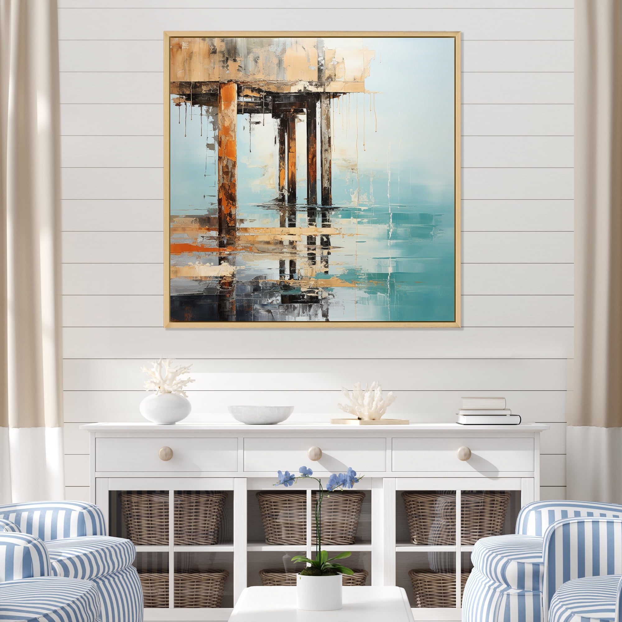 Designart "Perspective of the Coastal Pier I" Nautical & Beach Floater ...