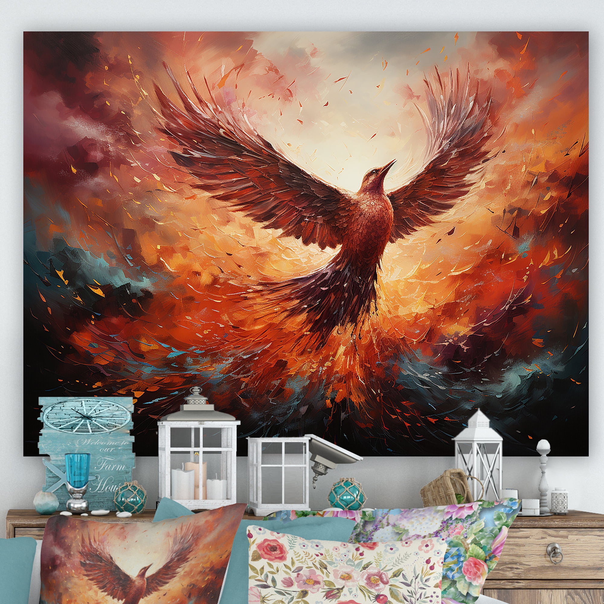 Designart "Phoenix The Resurgence I" Animals Wall Art - Modern ...