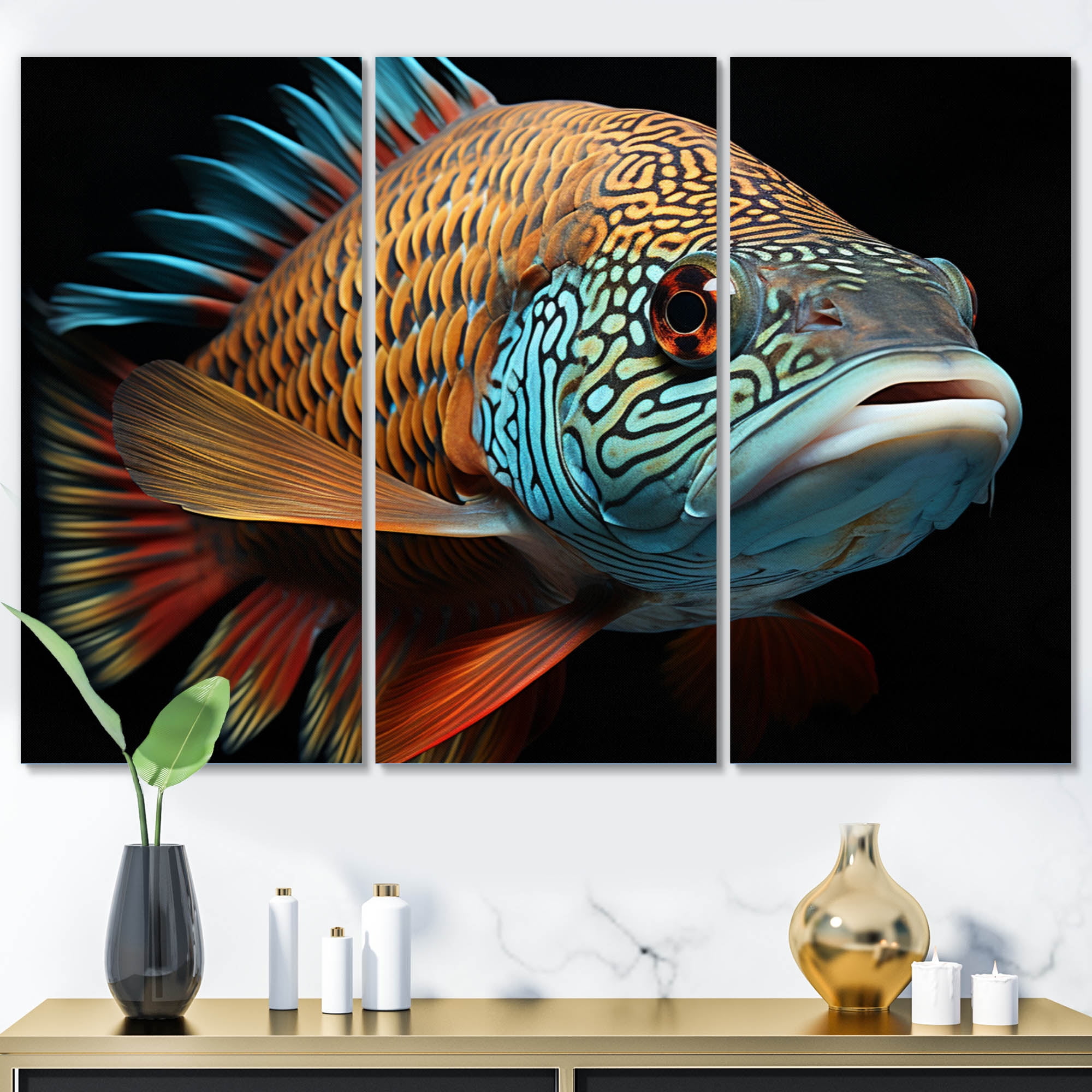 Designart "Photogenic Fish Portrait" Animals Metal Wall Decor Set ...