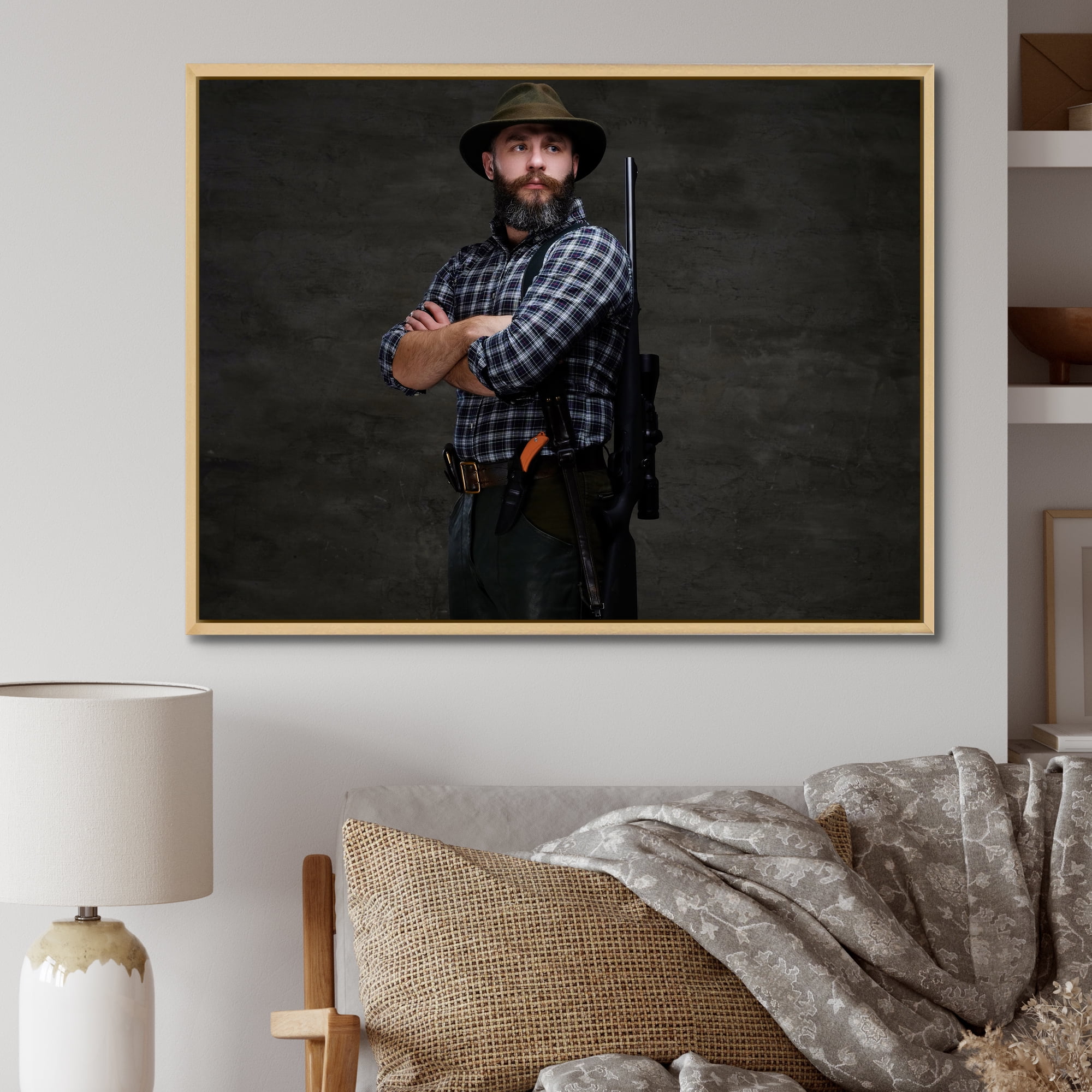 Designart "Photography Portrait Of A Hunter" Hunting & Fishing Floater ...