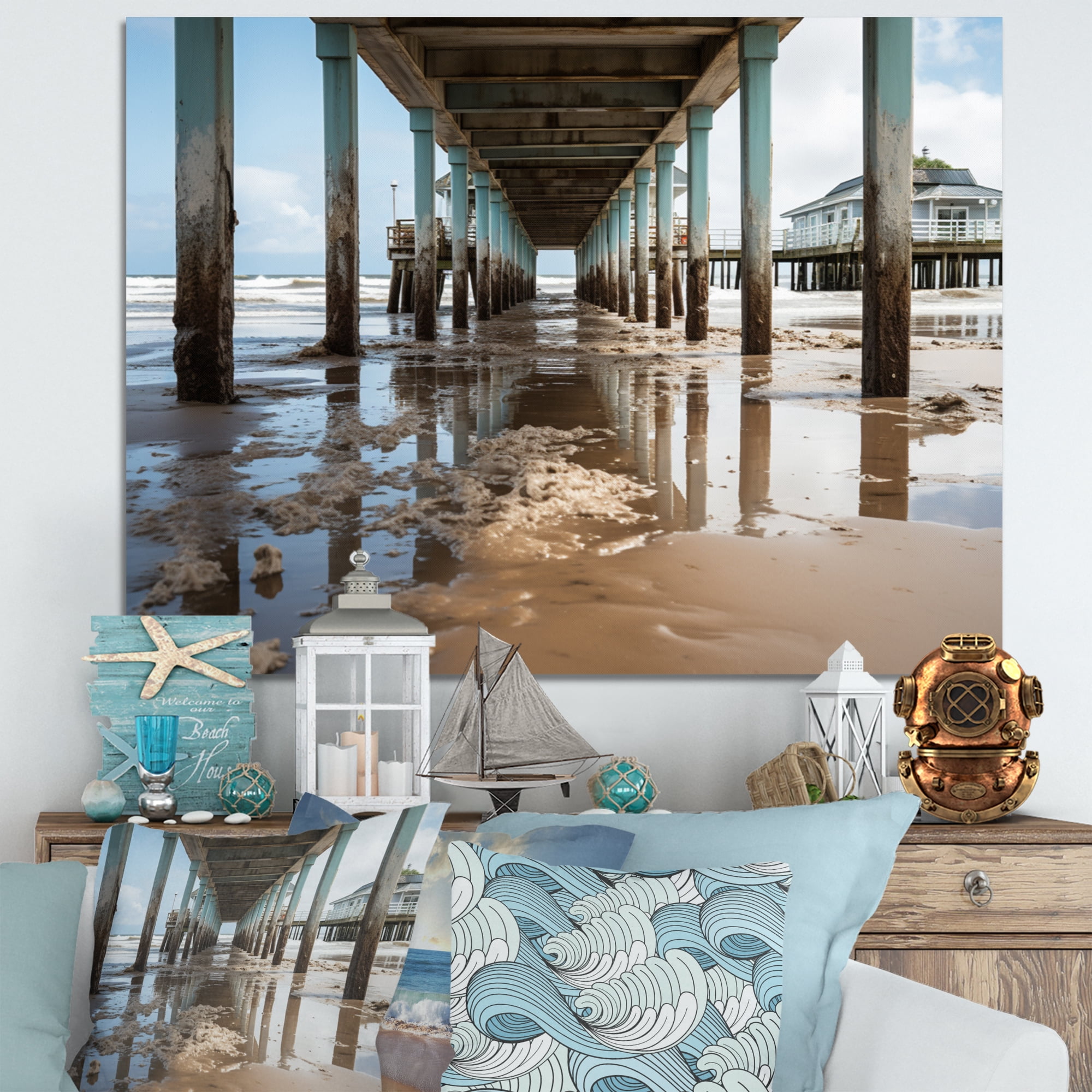 Designart "Pier modern Pier An I" Coastal Pier Wall Decor - Walmart.com
