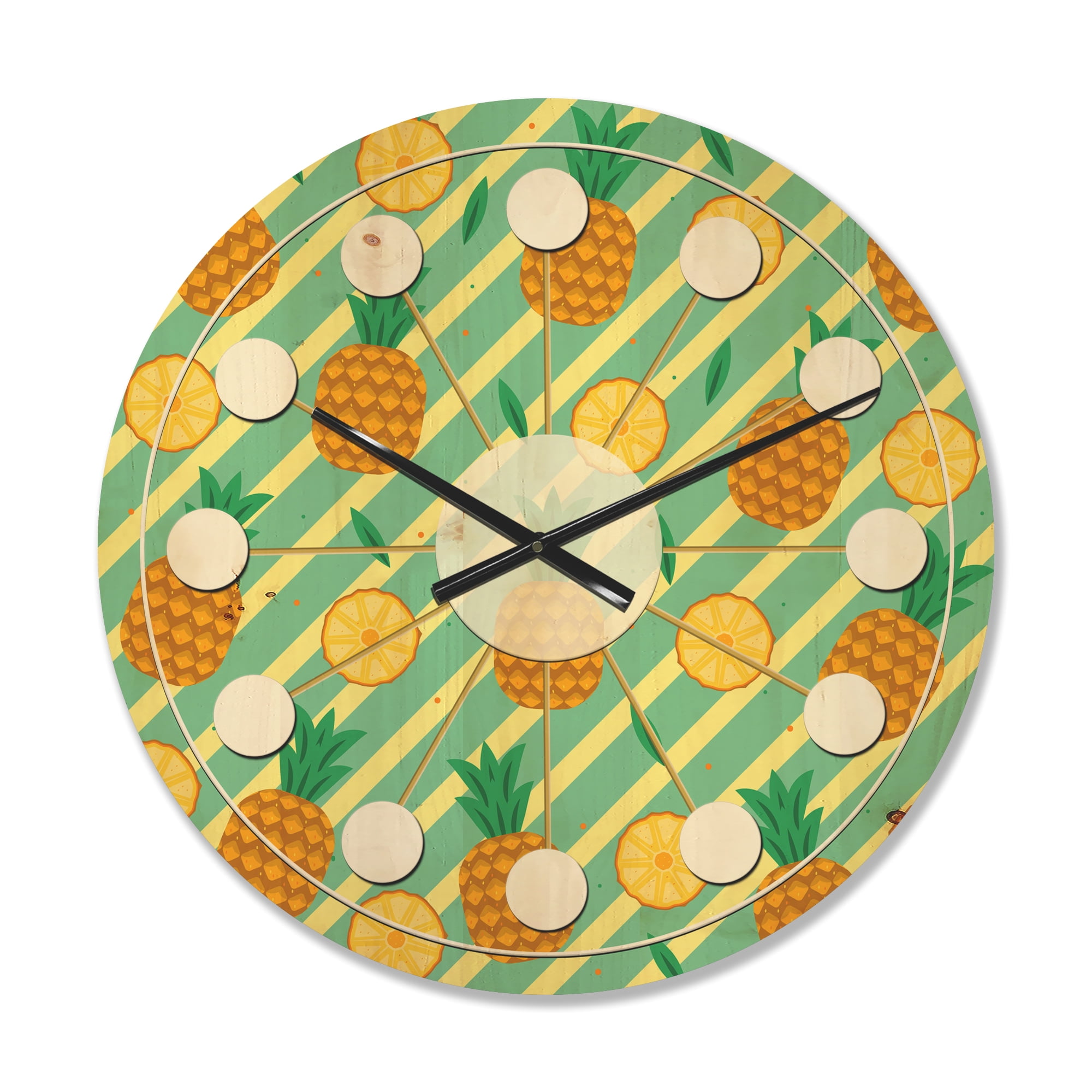 Designart 'Pineapple Summer Bliss Retro I' Mid-Century Modern Wood Wall ...