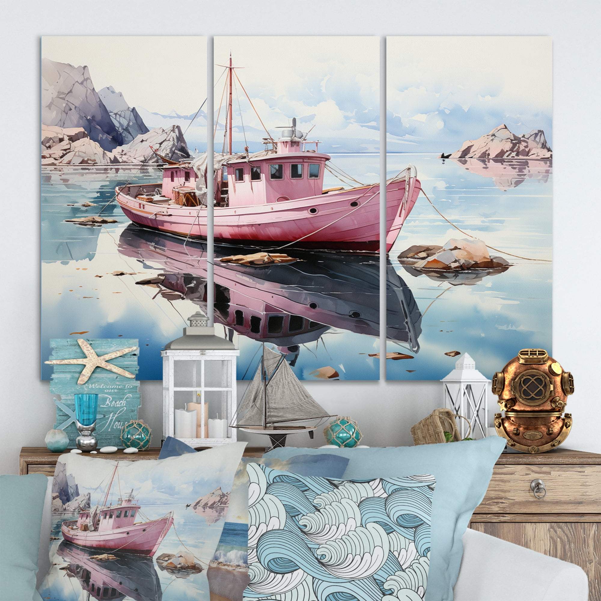 Designart "Pink Blue Iceberg Arctic Mirage" Iceberg Metal Wall Decor ...