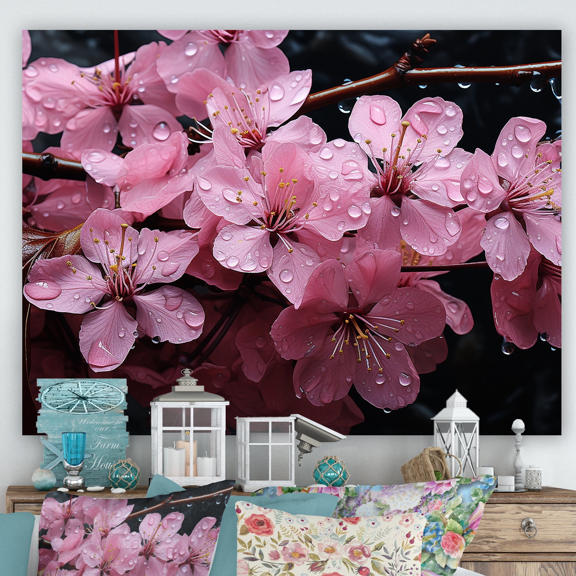 Designart "Pink Cherry Blossom Garden Nature's Jewel II" Landscapes ...