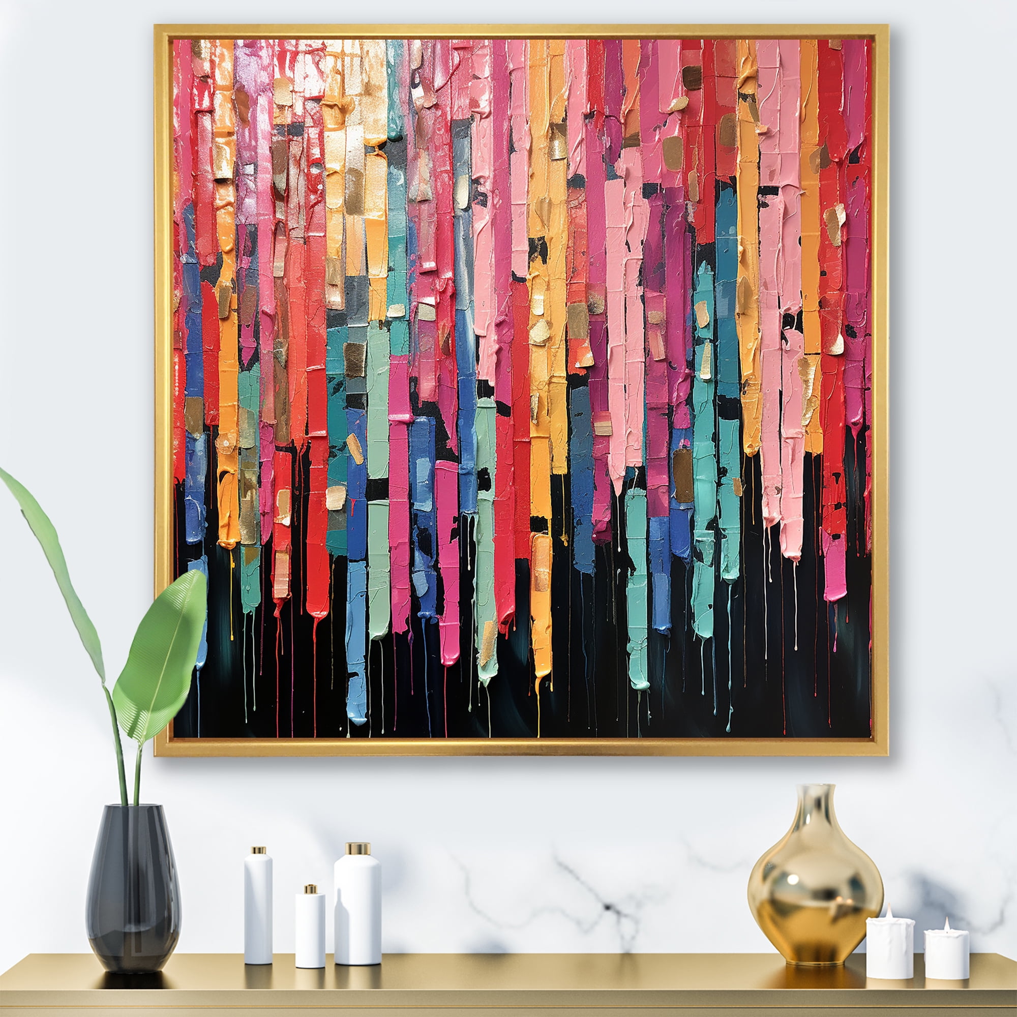 Designart "Pink Digital Harmony IV" Abstract Framed Wall Art ...