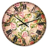 Designart 'Pink Flower Pattern on White' Traditional wall clock ...