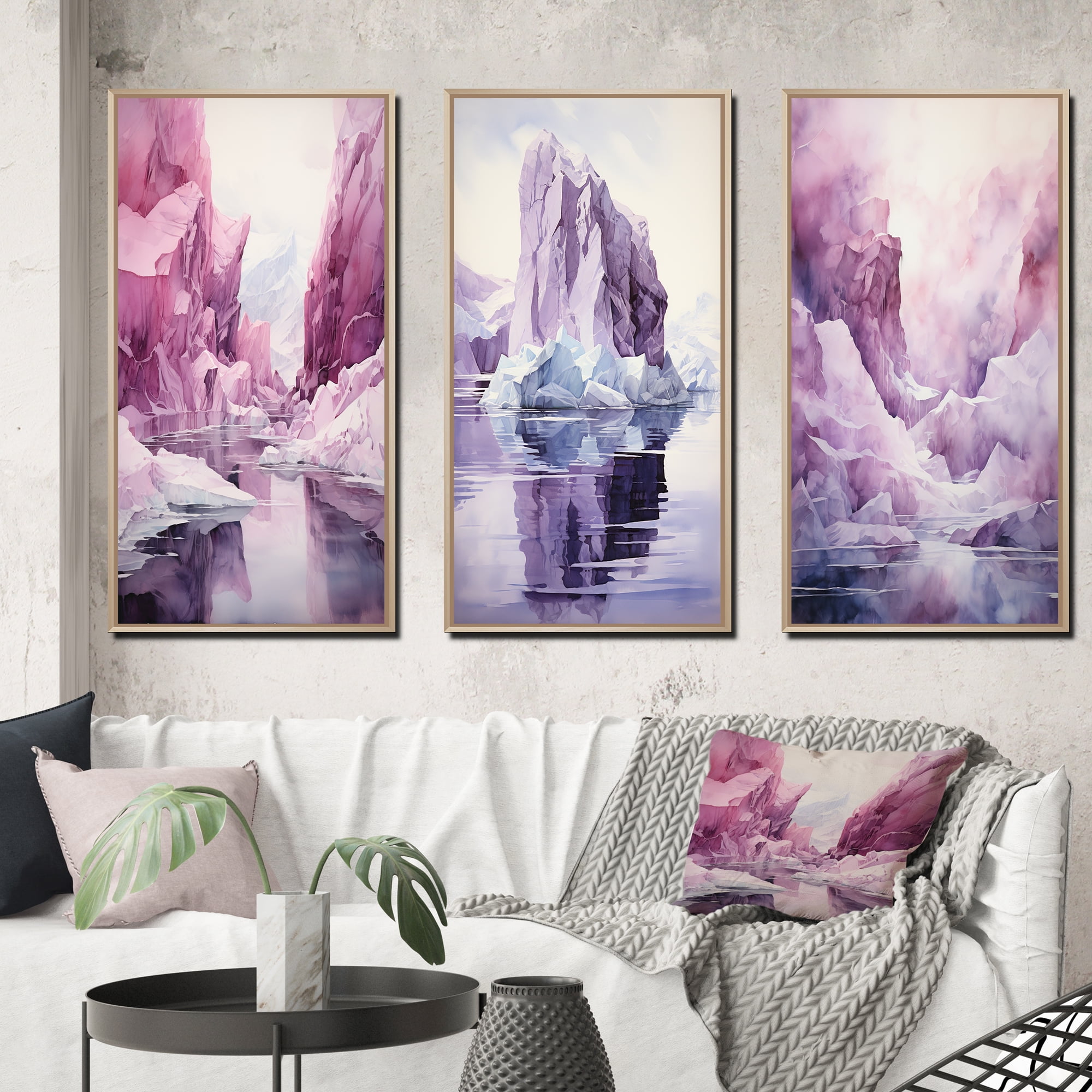 Designart "Pink Iceberg Polar Euphony II" Nautical & Beach Framed Wall ...