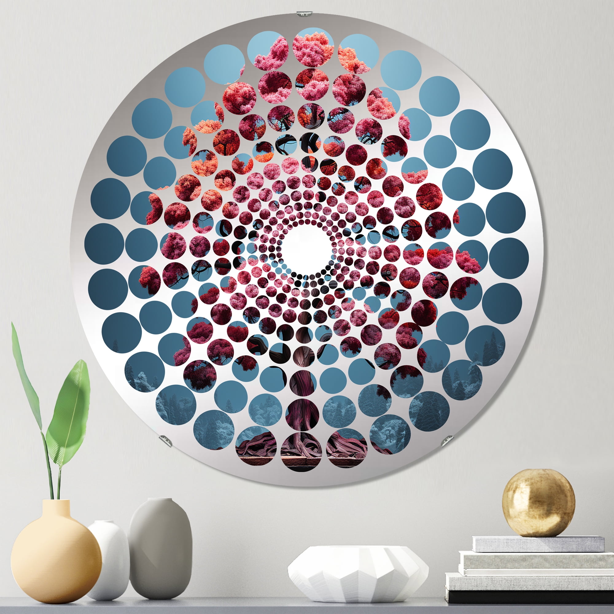 Designart "Pink Mystique in Amethyst Woods" Tree Redwood Radial Dot ...