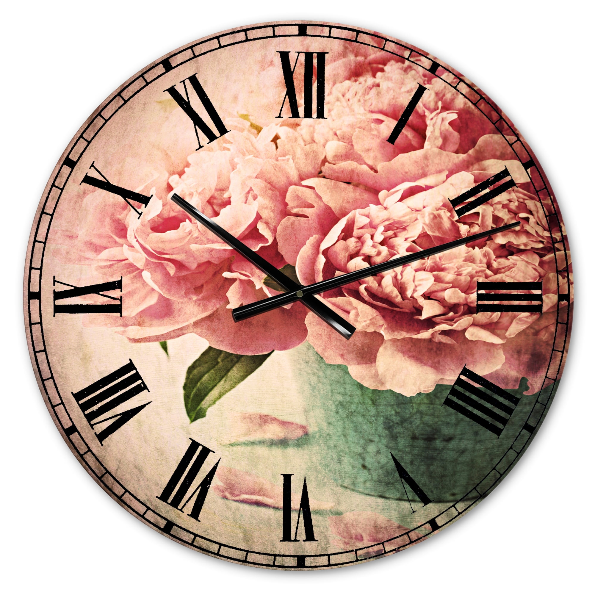 Designart 'Pink Peony Flowers in Vase' Traditional wall clock - Walmart.com