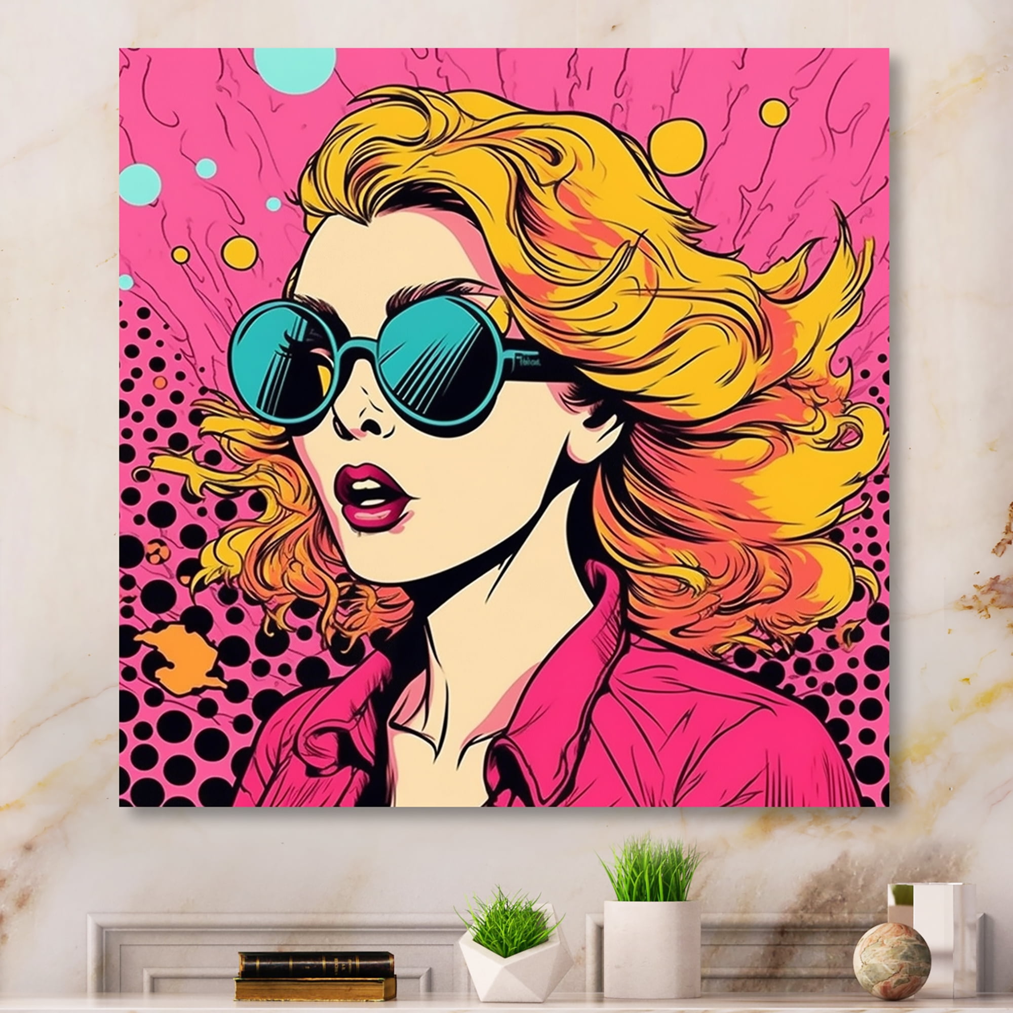 Designart "Pink Pop Art Woman Portrait from the 1950s I" Celebrity ...