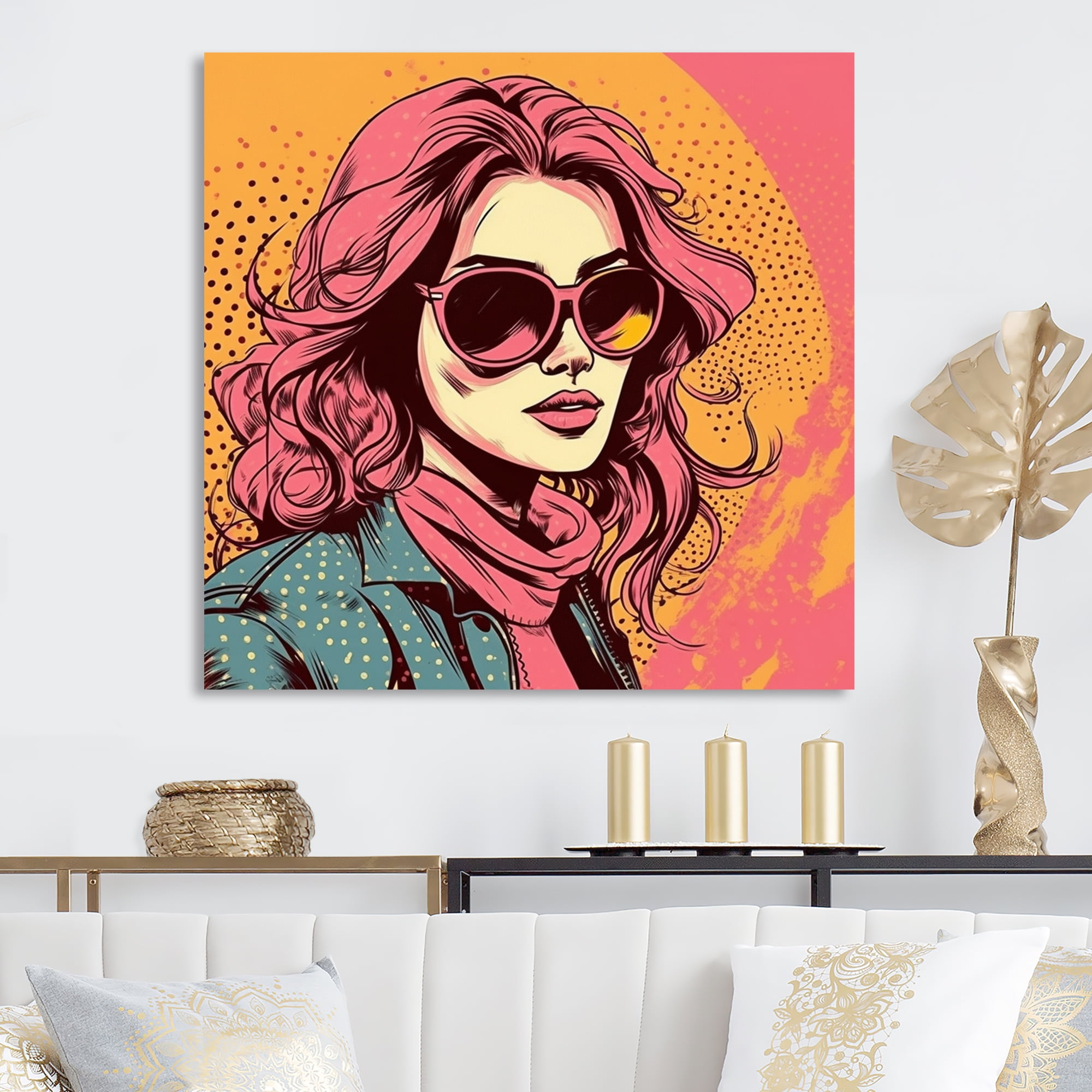 Designart "Pink Pop Art Woman Portrait from the 1950s II" Celebrity ...