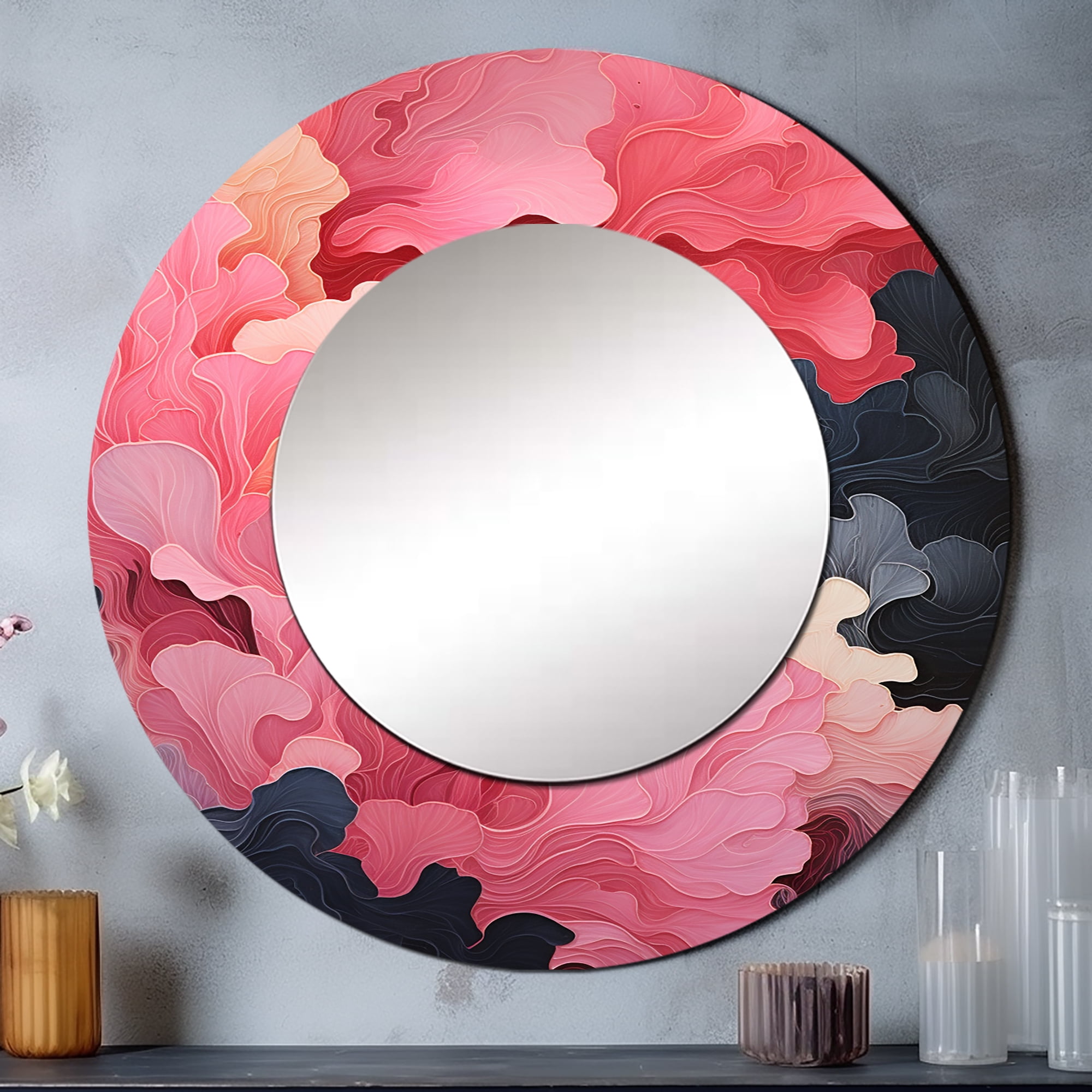Designart "Pink Pottery In Minimalist Style" Abstract Spirals Pink ...