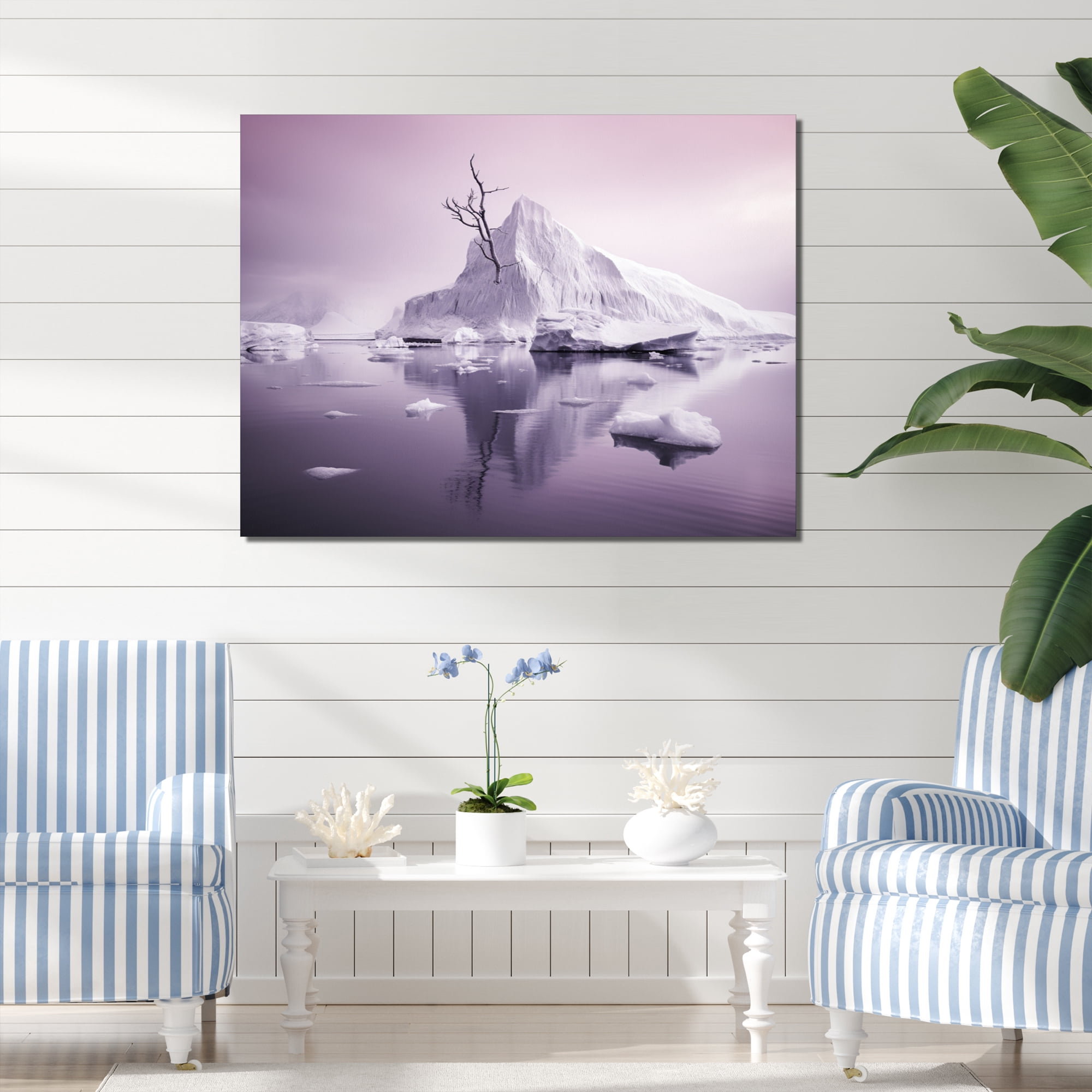 Designart "Pink Purple Iceberg Arctic gracefulness" Landscapes Wall Art ...