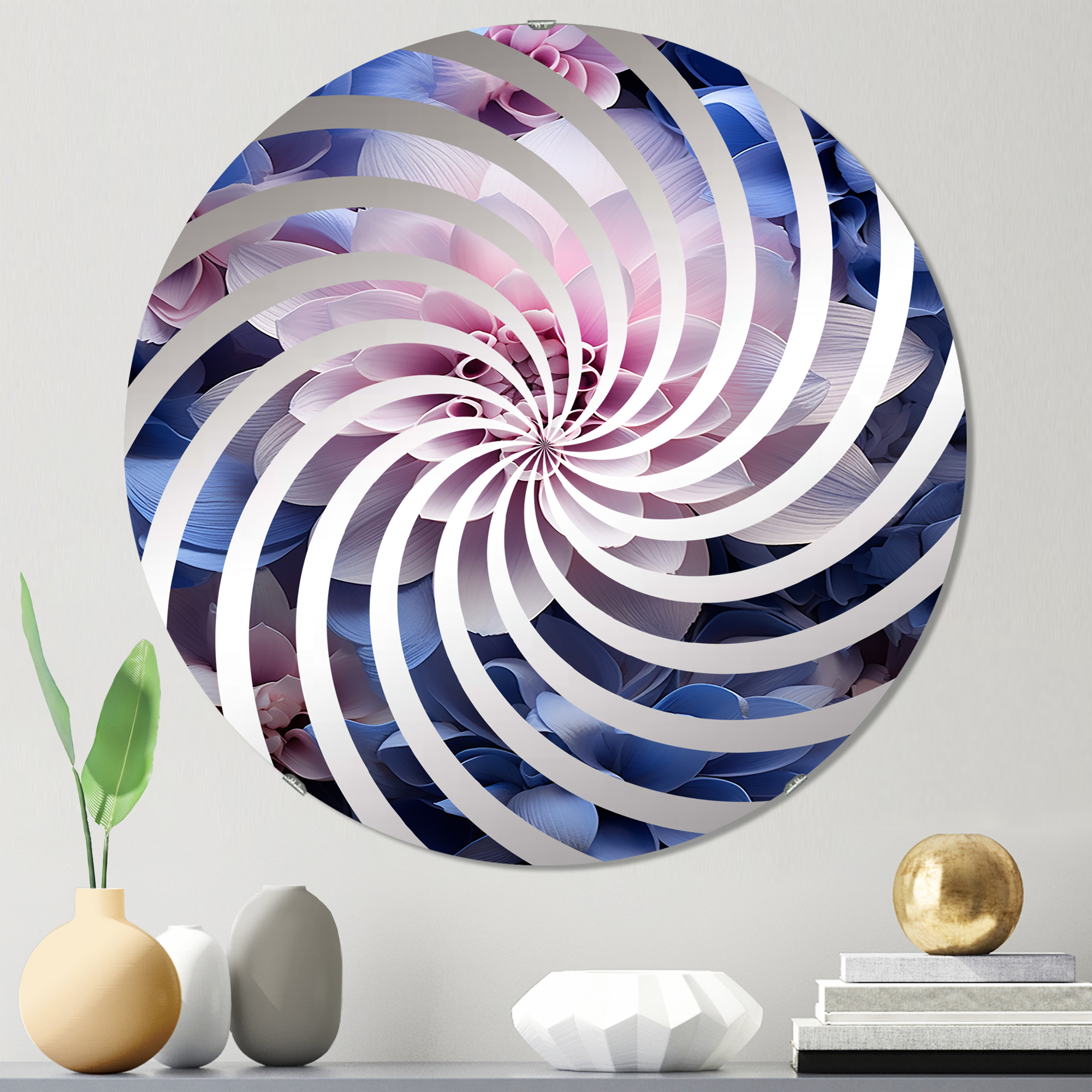 Designart "Pink Purple modern Still Lifes" Abstract Vortex Round Wall ...