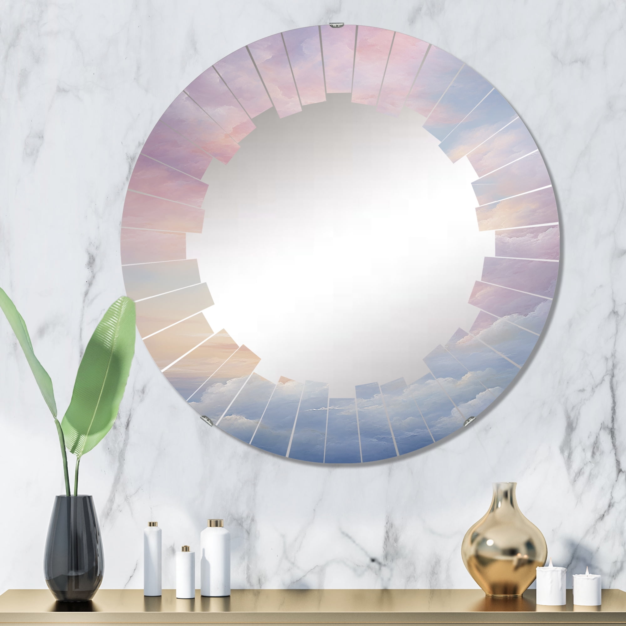 Designart "Pink Sky Photo Celestial Euphony I" Landscapes Round Wall ...