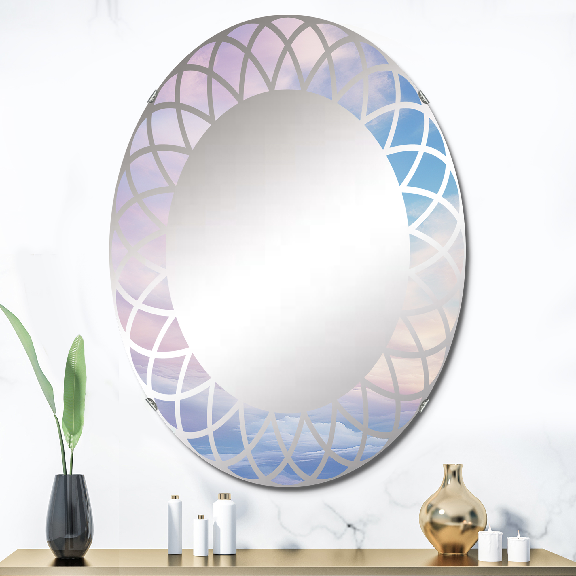 Designart "Pink Sky Photo Celestial Euphony II" Landscapes Round Wall ...