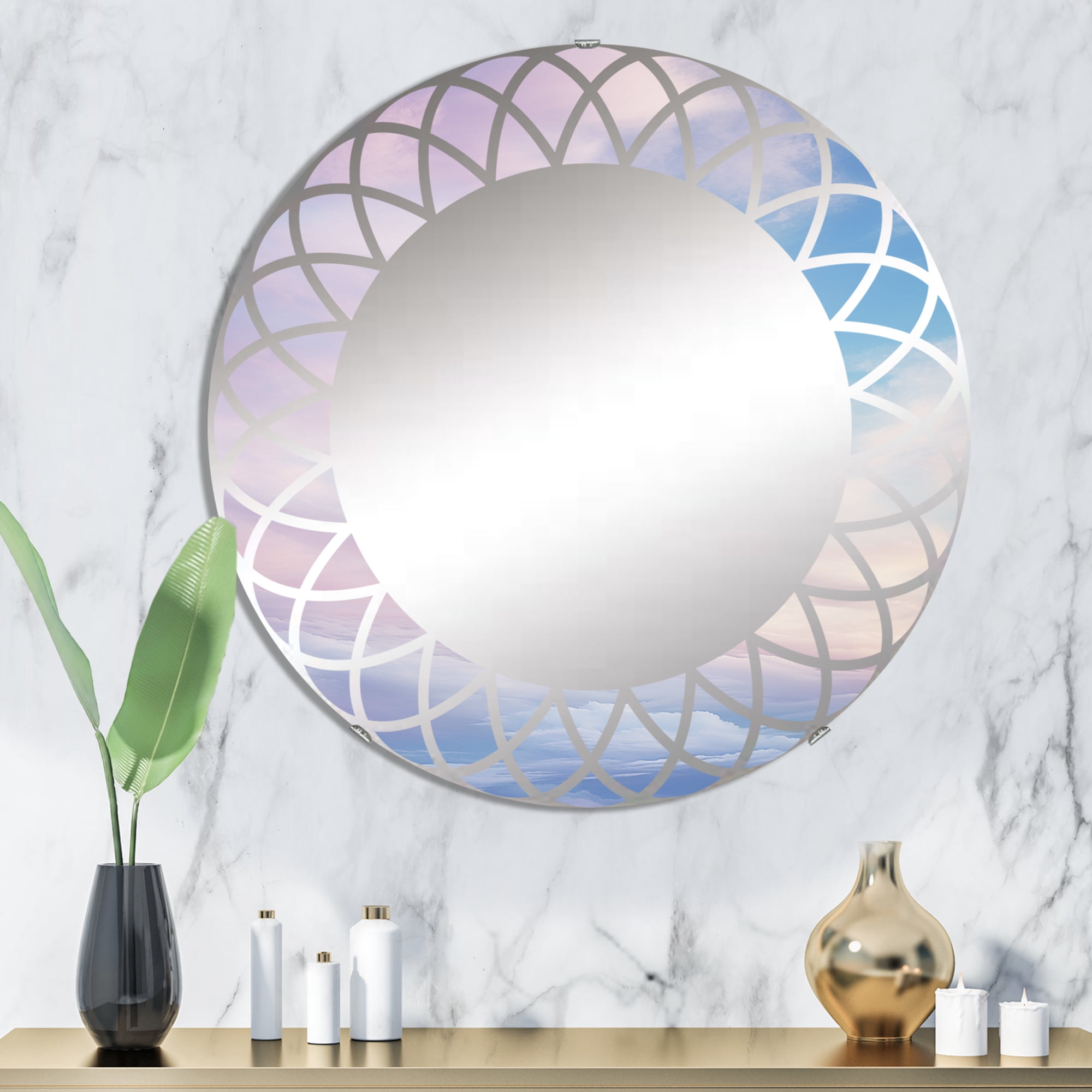 Designart "Pink Sky Photo Celestial Euphony II" Landscapes Round Wall ...