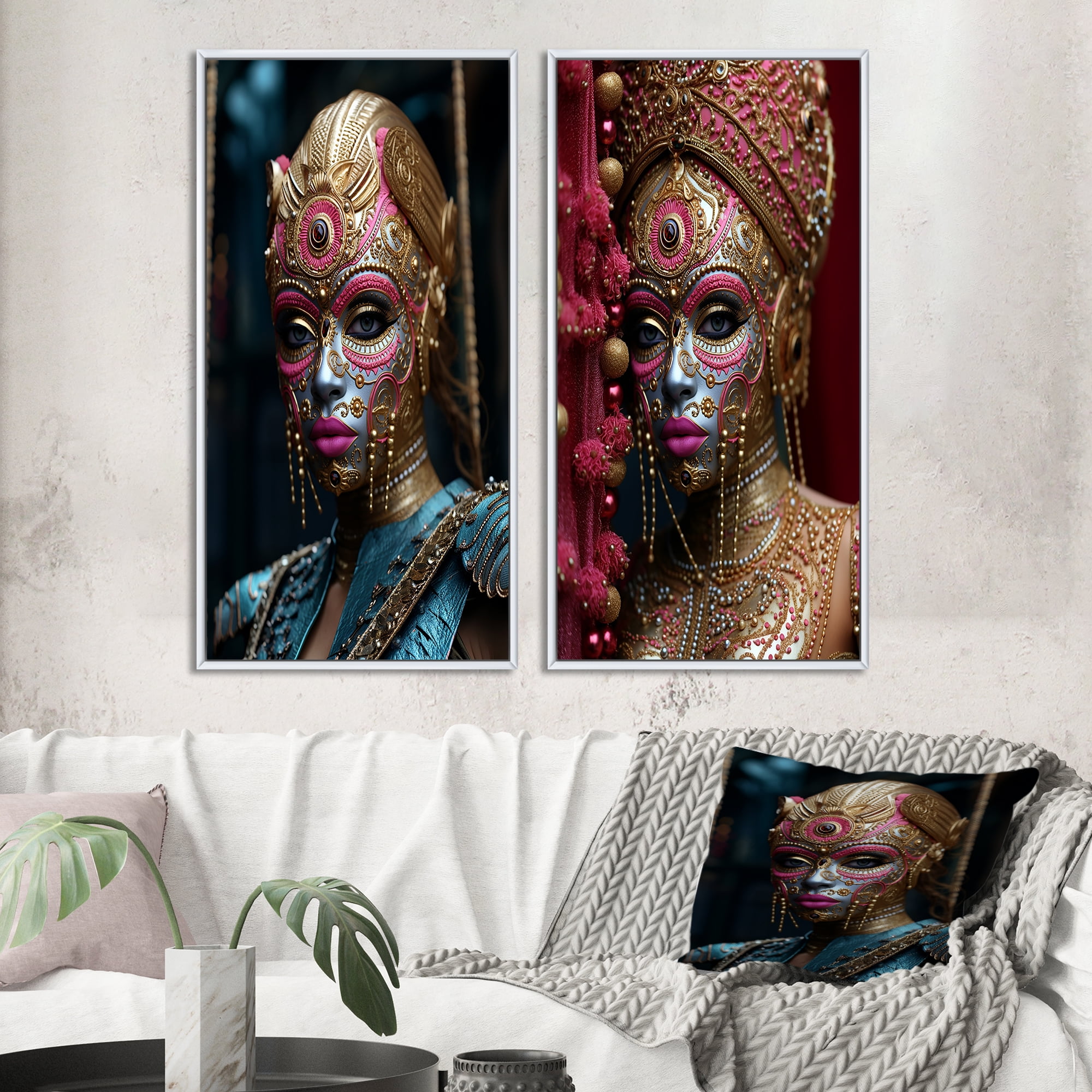 Designart "Pink and Gold Mysterious Bohemian Goddess I" Fashion Woman ...