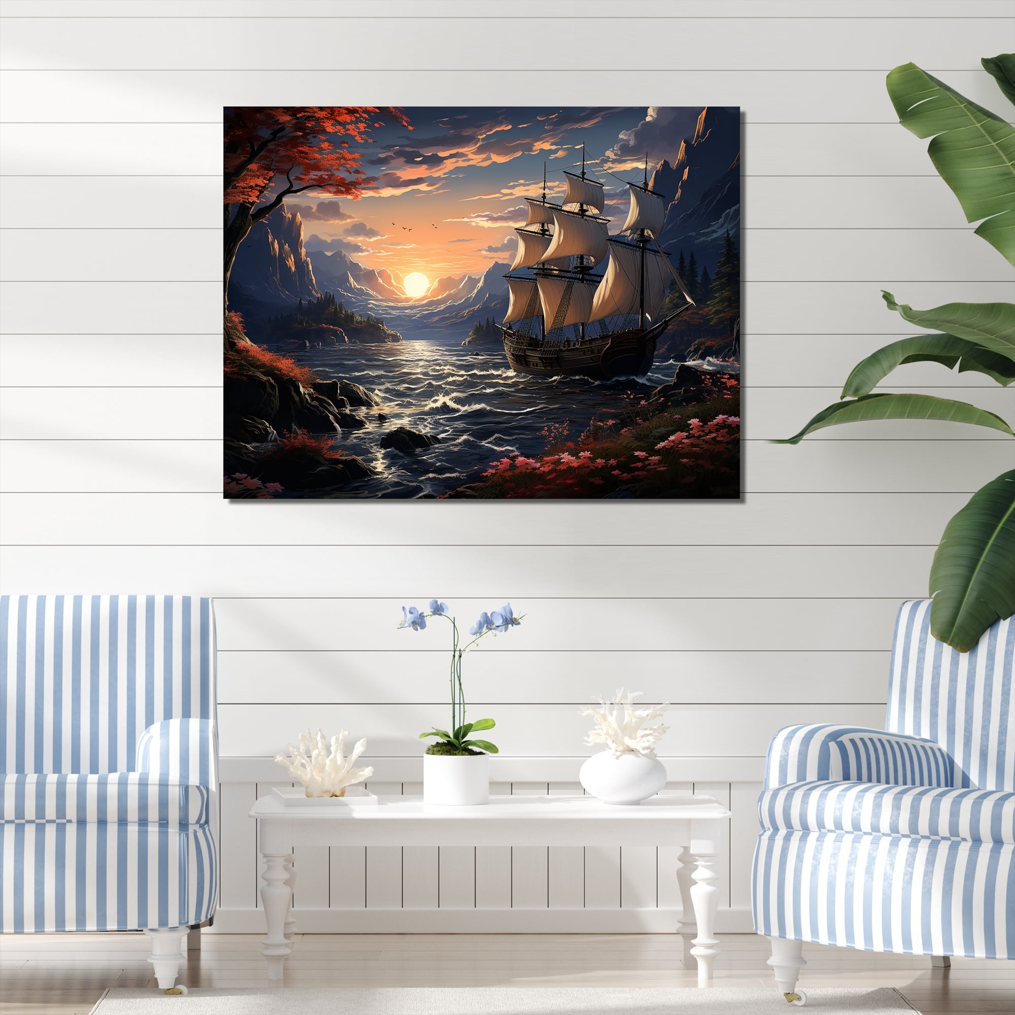 Designart "Pirate Legacy Boat Amidst History III" People Wall Art ...