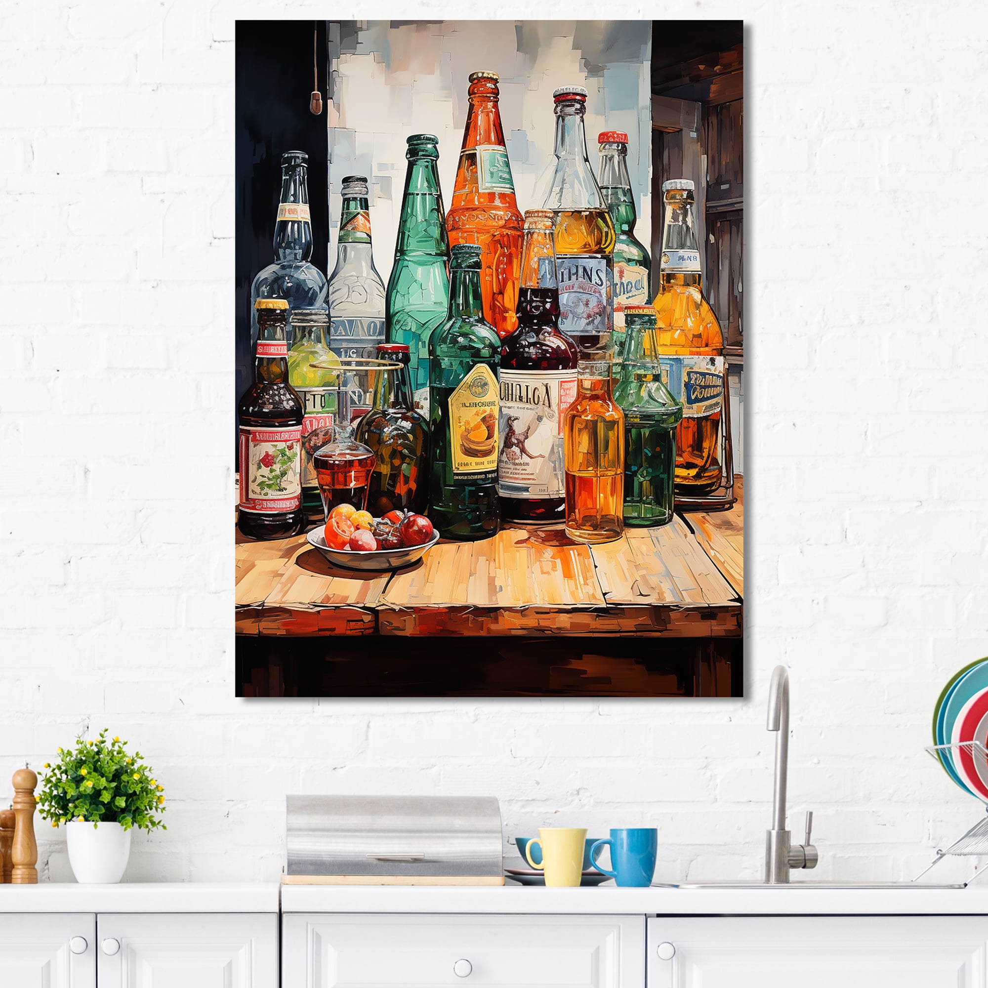Designart "Playful Beer Bottles Design" Beer Wall Art Prints - Walmart.com