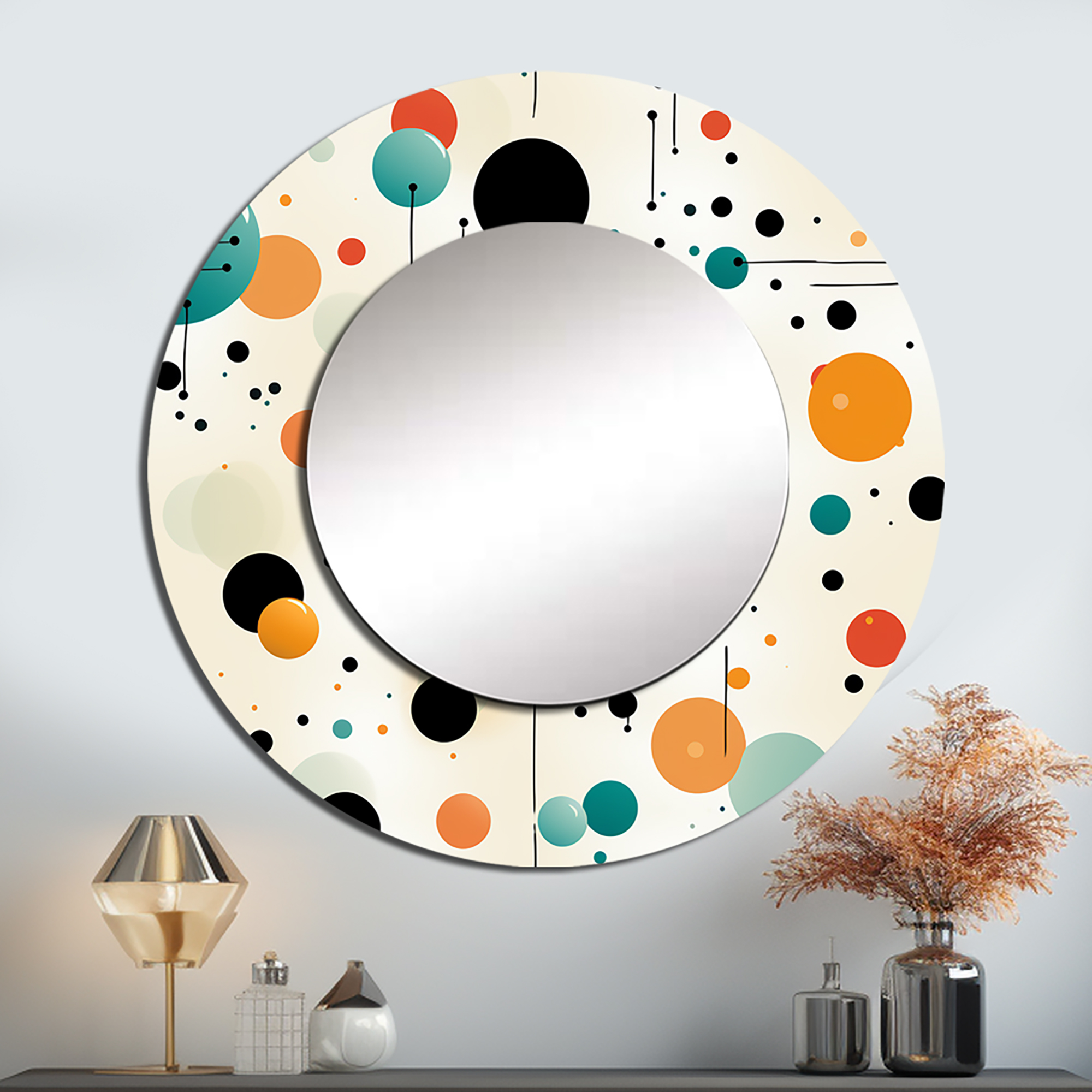 Designart "Playful Fun With Black Polka Dots In Blue" Graphic Print ...