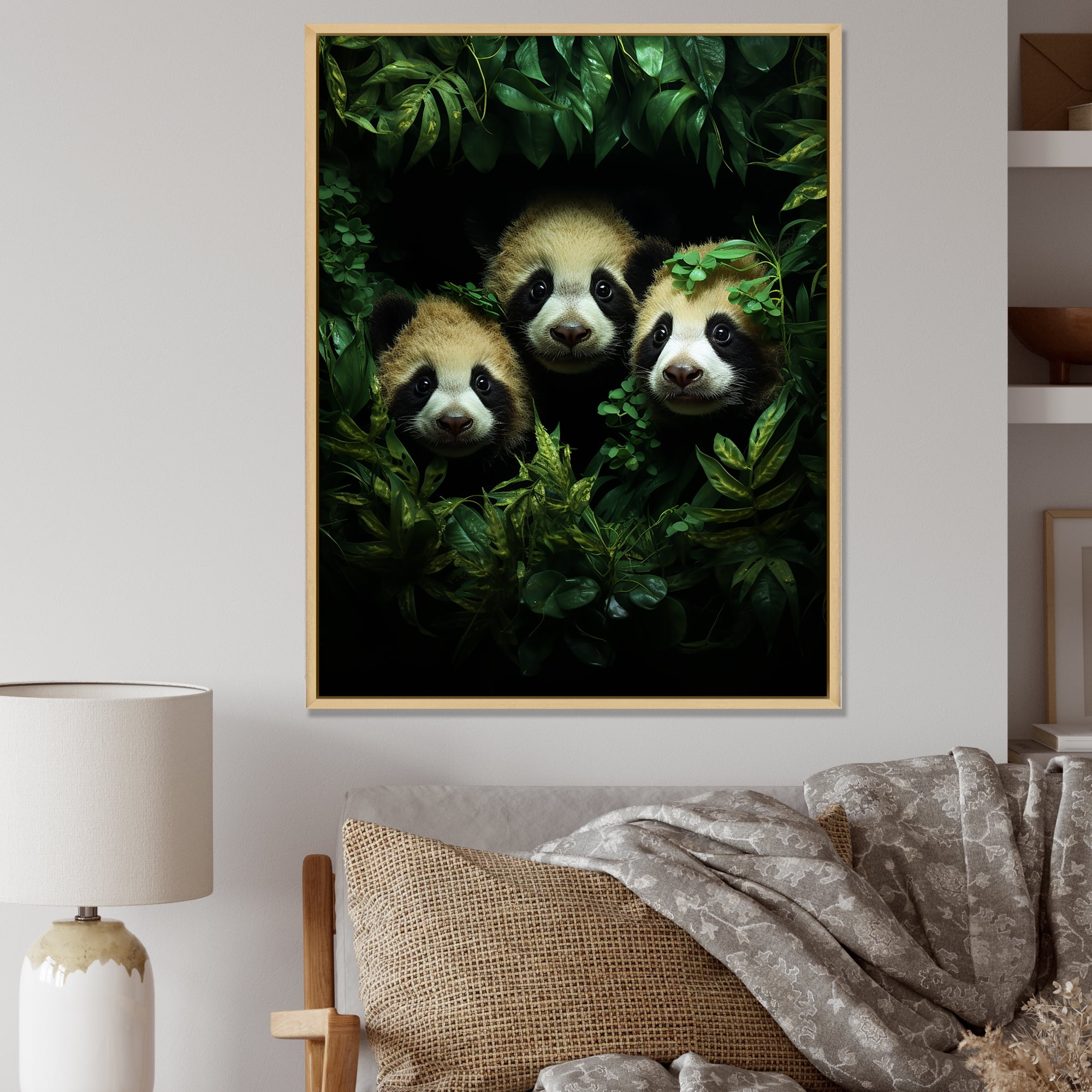 Designart "Playful Pandas IV" Animals Framed Wall Art - Traditional ...