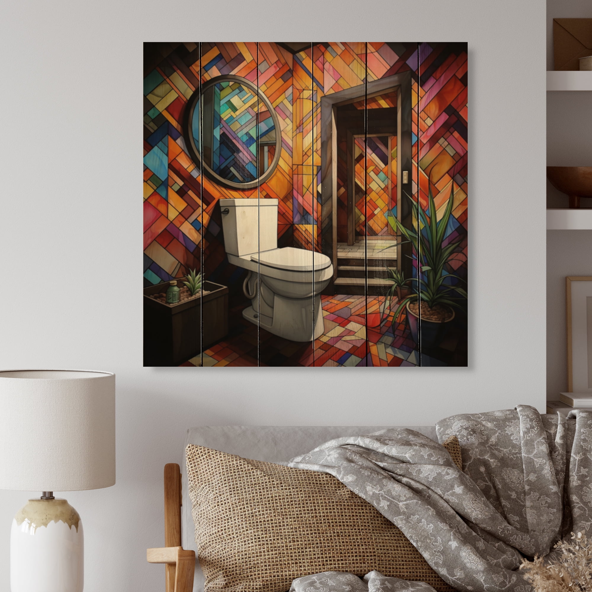 Designart "Playful Patterns in the Toilet I" Bath & Laundry Print on ...