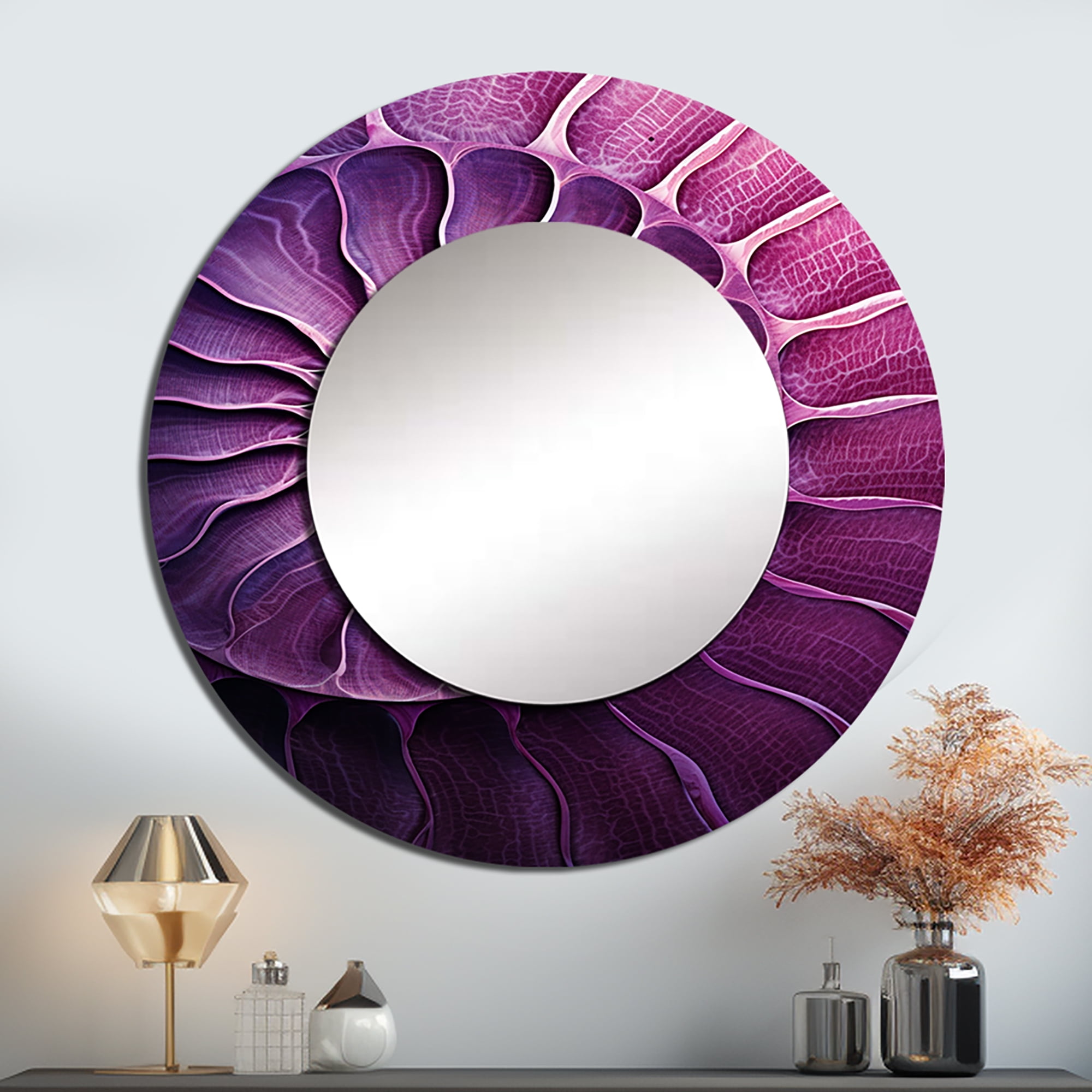Designart "Plum-Colored Shellfish In Nautilus" Nautilus Round Mirror ...