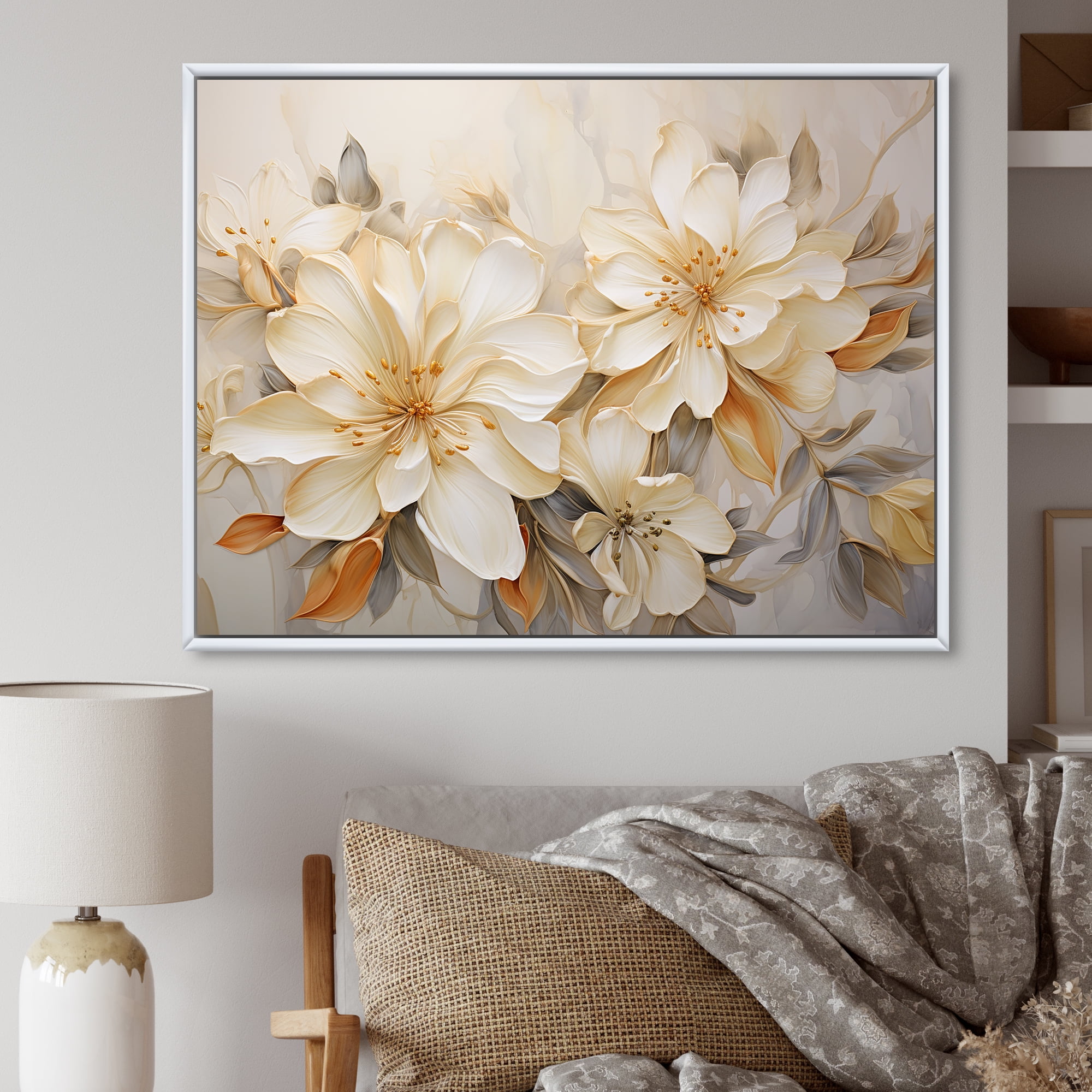 Designart "Poetic Petal Artistry V" Rhododendron Floater Framed Wall ...