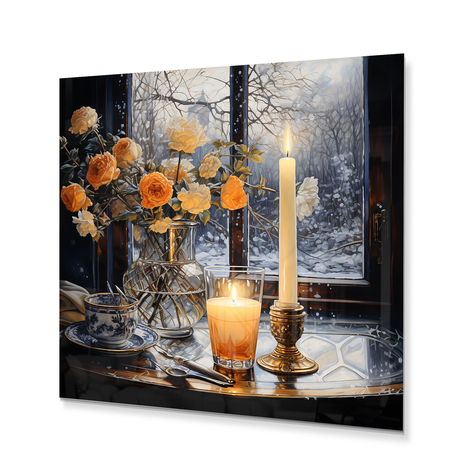 Designart "Pointillism Art of Frosty Winter Still Life I" Still Life ...