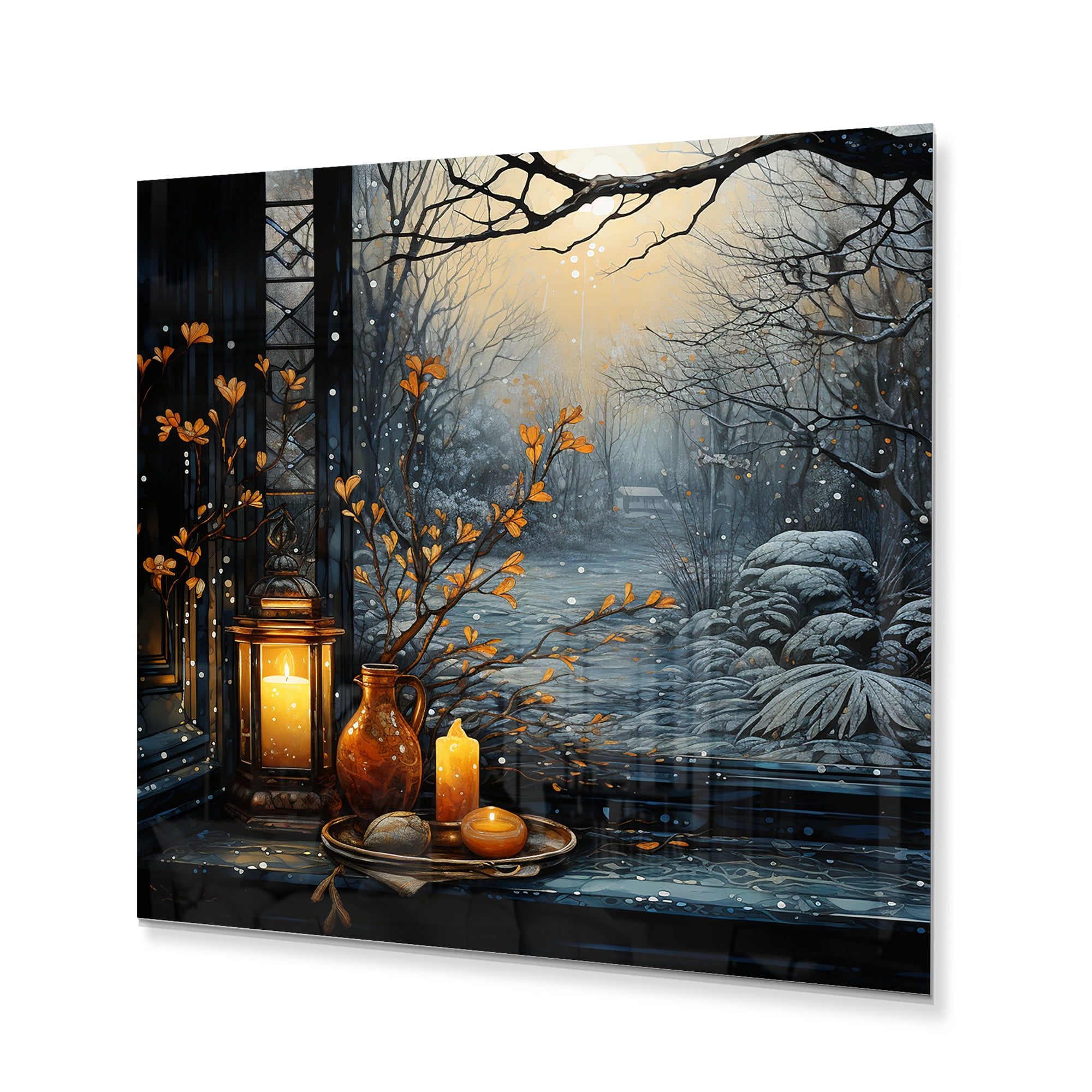 Designart "Pointillism Art of Frosty Winter Still Life II" Still Life ...