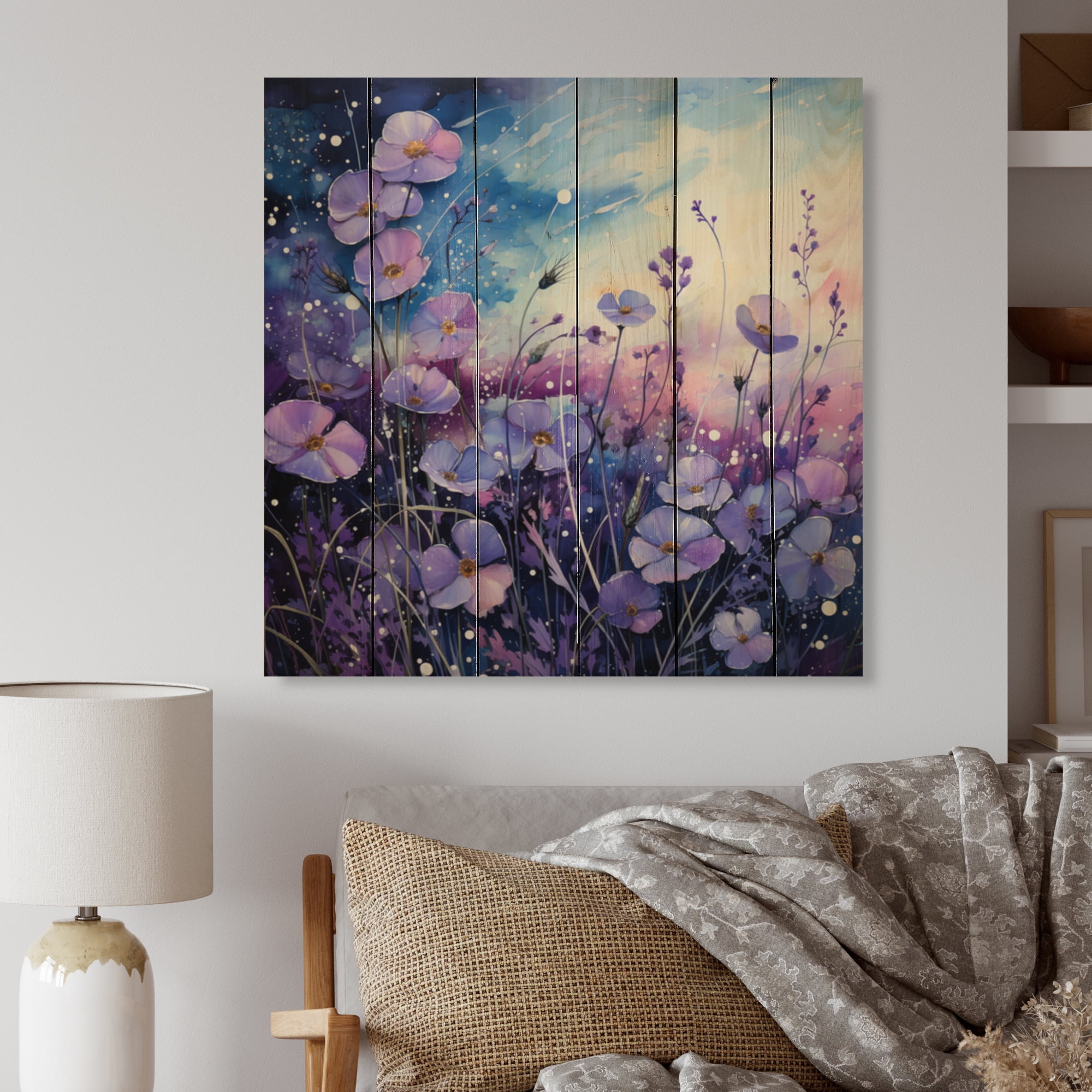 Designart "Pointillism Dot Art of the Violets Field III" Floral Print ...