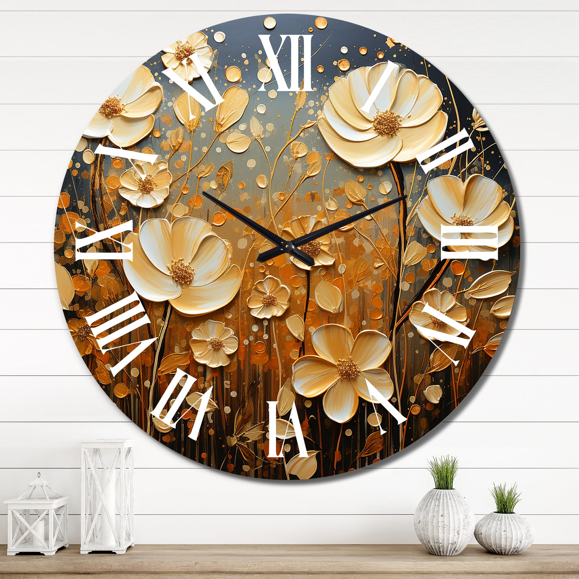 Designart "Pointillism Dot Artistry Golden Petals in Wildflowers ...