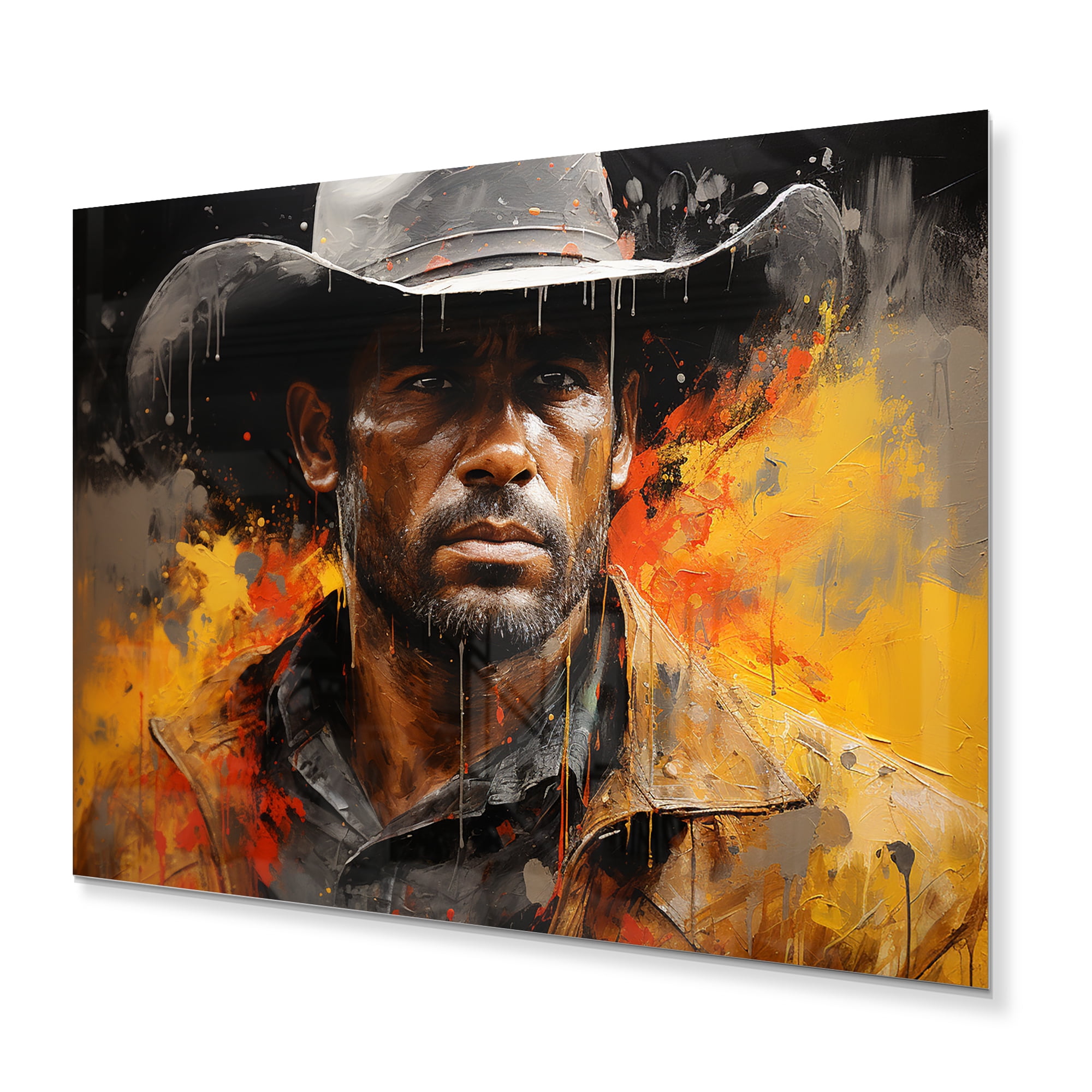 Designart "Pointillism Portrait of a Western Cowboy II" Western Metal ...