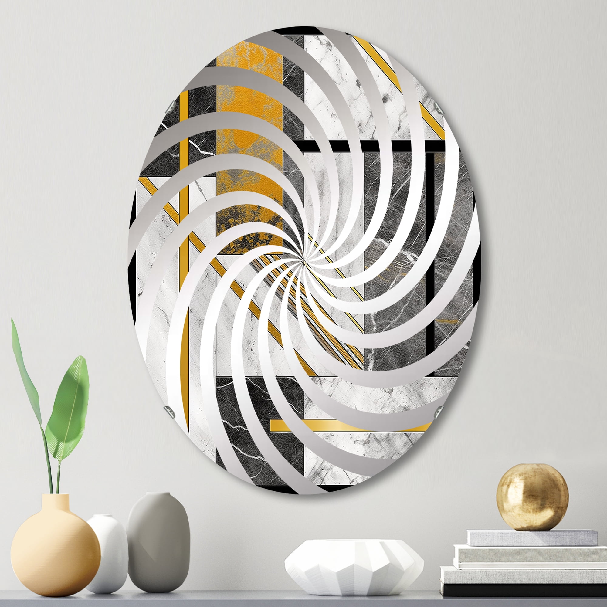 Designart "Polished Marble Granite Agate with Gold Highlights X" Modern ...