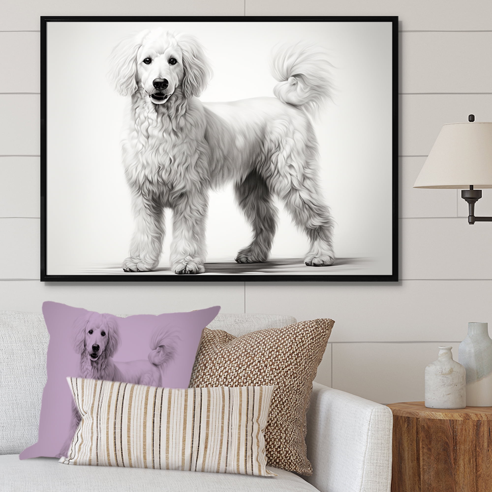 Designart "Poodle'S Pizzazz I" Animals Dog Floater Framed Canvas Wall Art - Walmart.com
