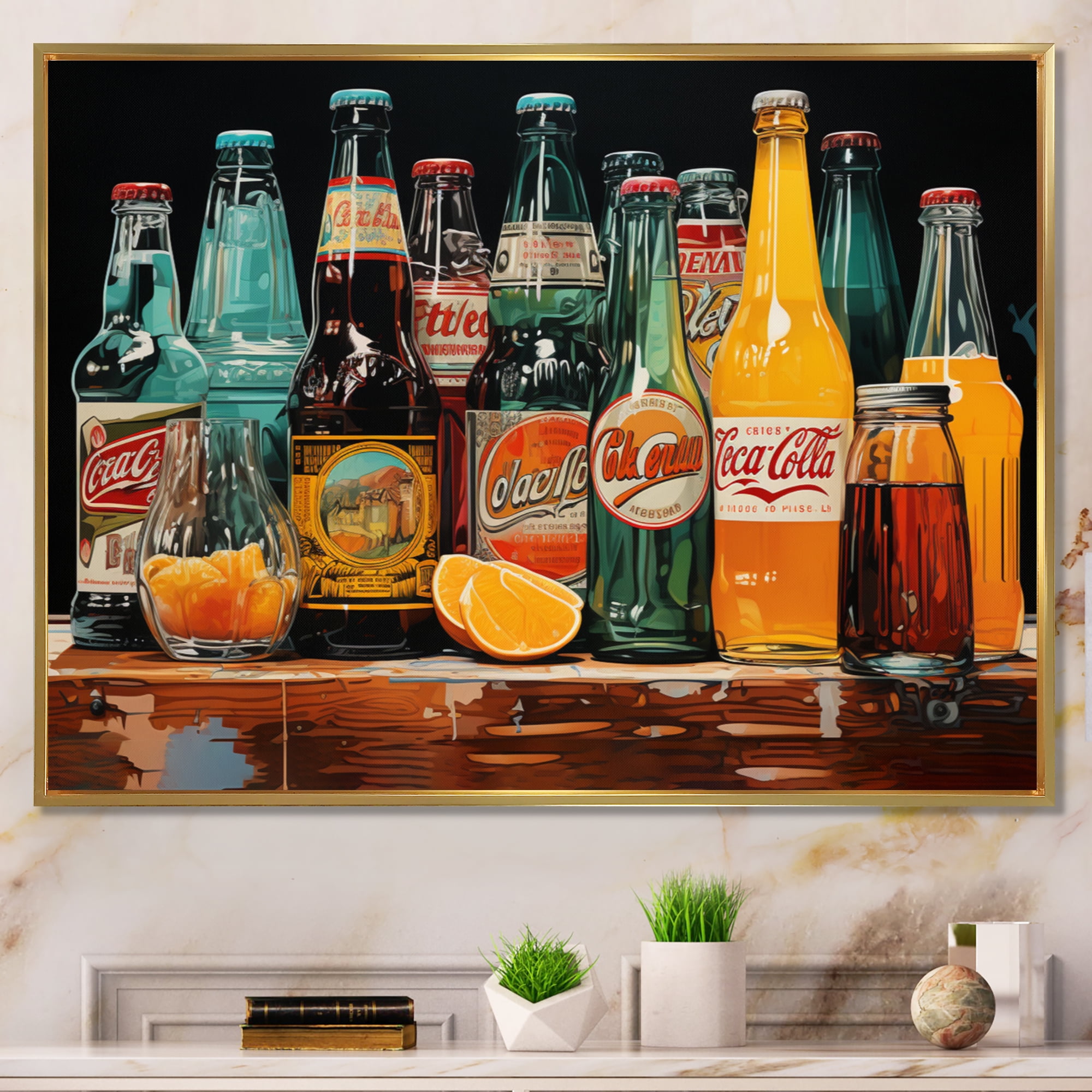 Designart "Pop Art 1950S Cocktail EFlow II" Food & Beverage Floater ...