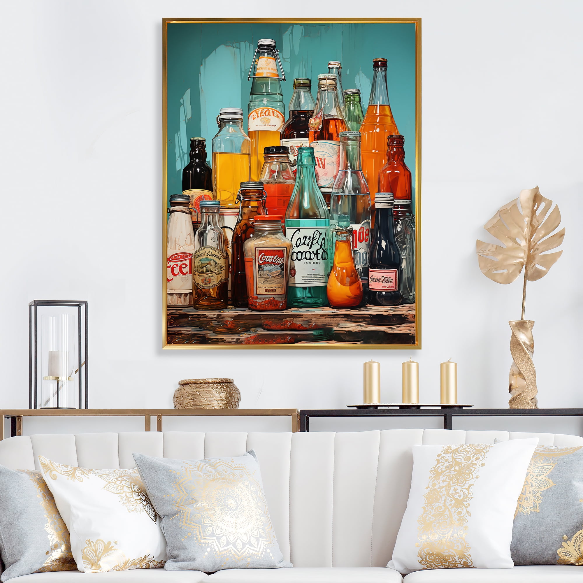 Designart "Pop Art 1950S Soda EFlow I" Modern Floater Framed Canvas ...