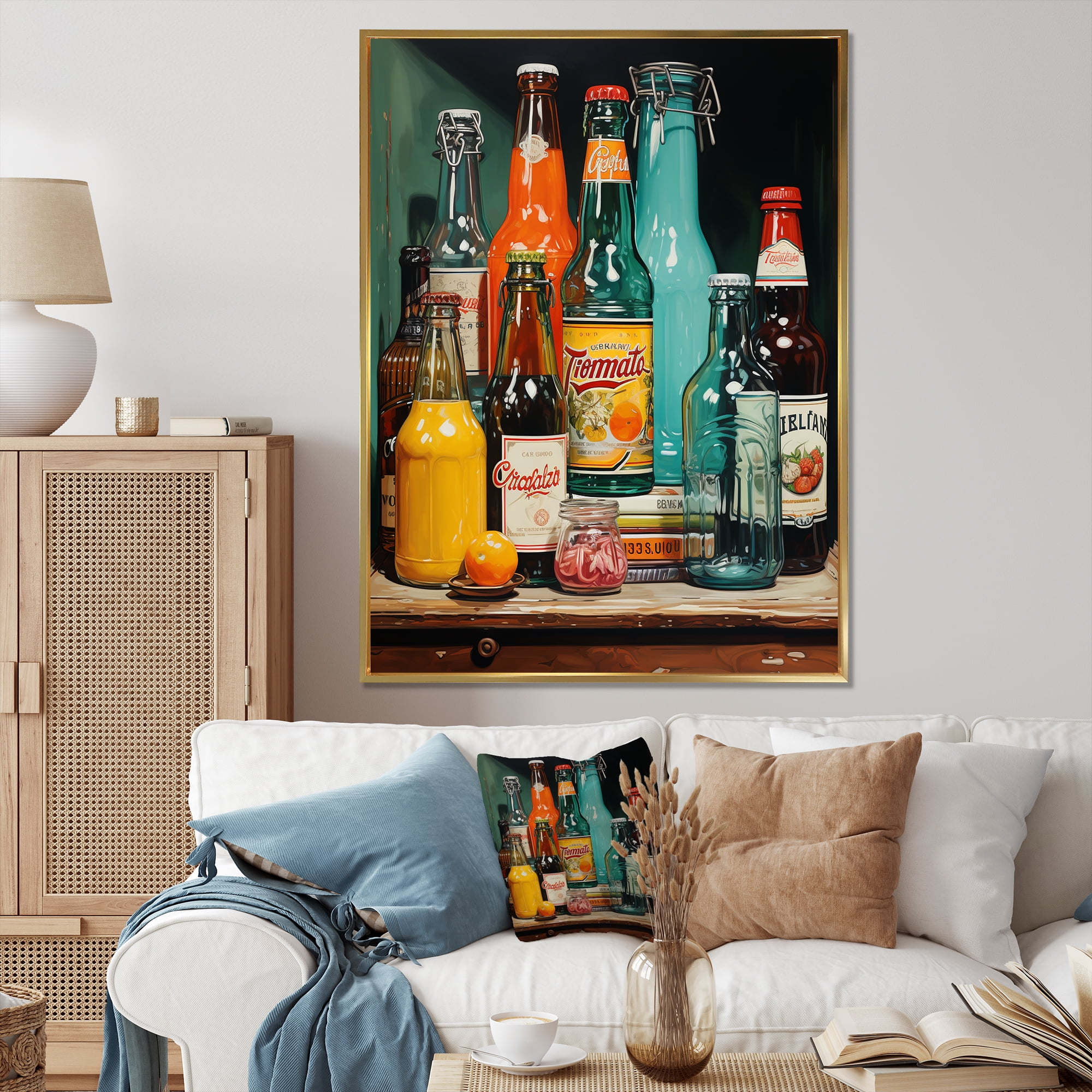 Designart "Pop Art 1950S Soda EFlow II" Modern Floater Framed Wall ...