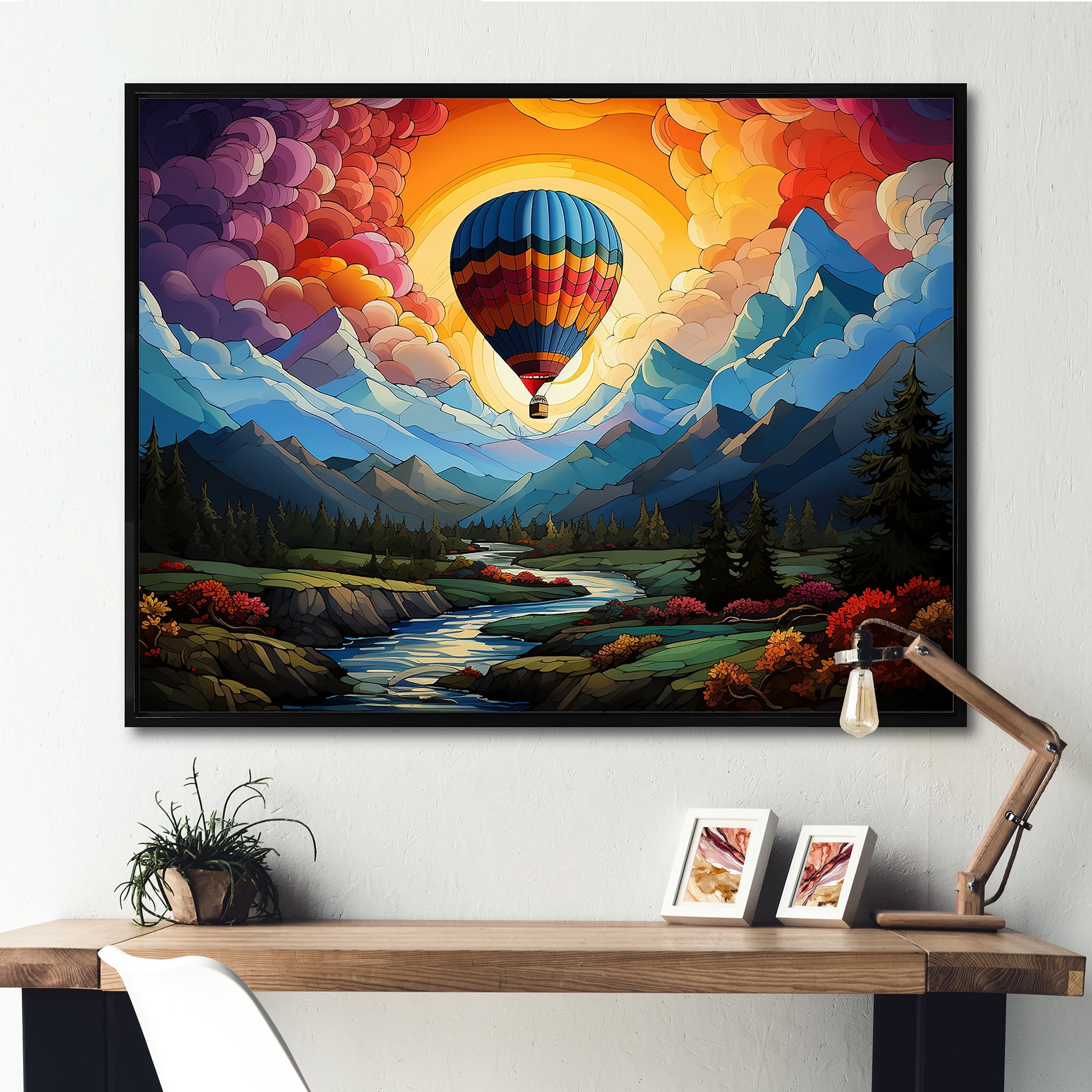 Designart "Pop Art: Aerial Perspective Of Balloons I" Hot Air Balloon ...