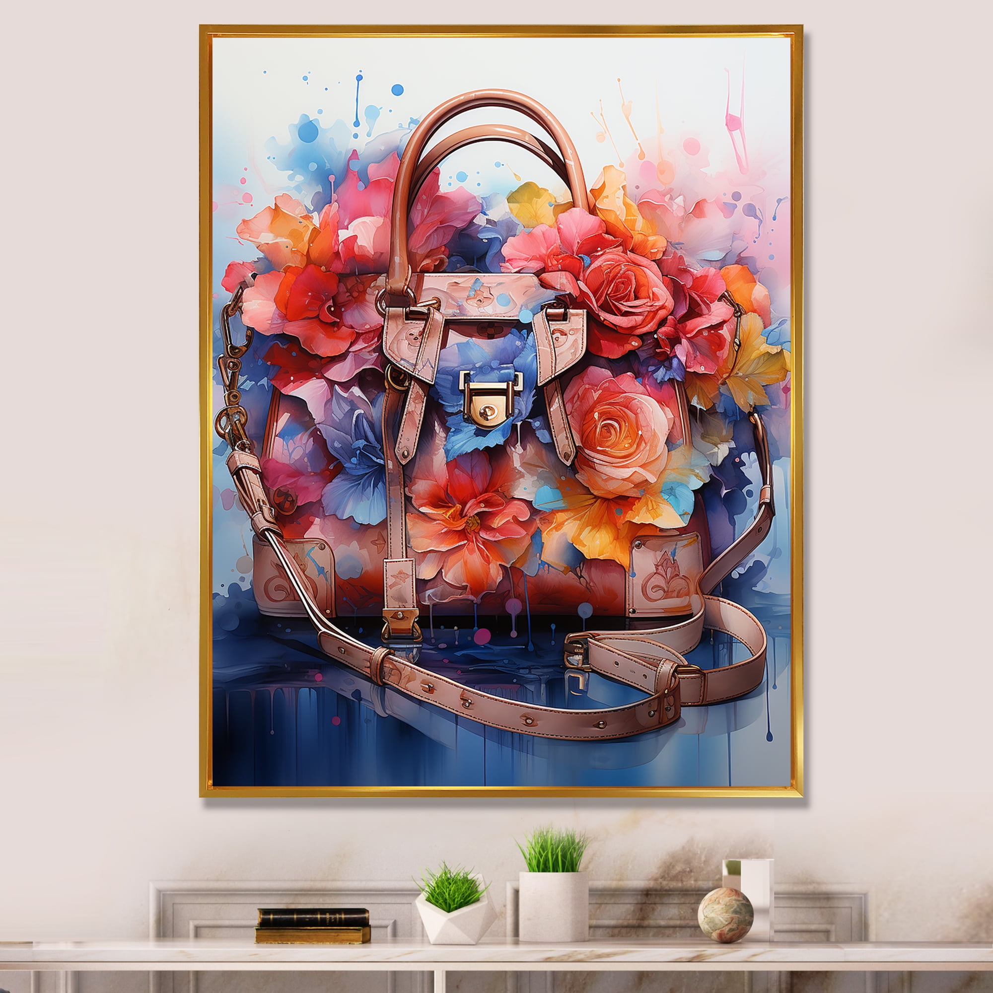 Designart "Pop Art Elegance Colorful Designer Bag I" Fashion Floater ...