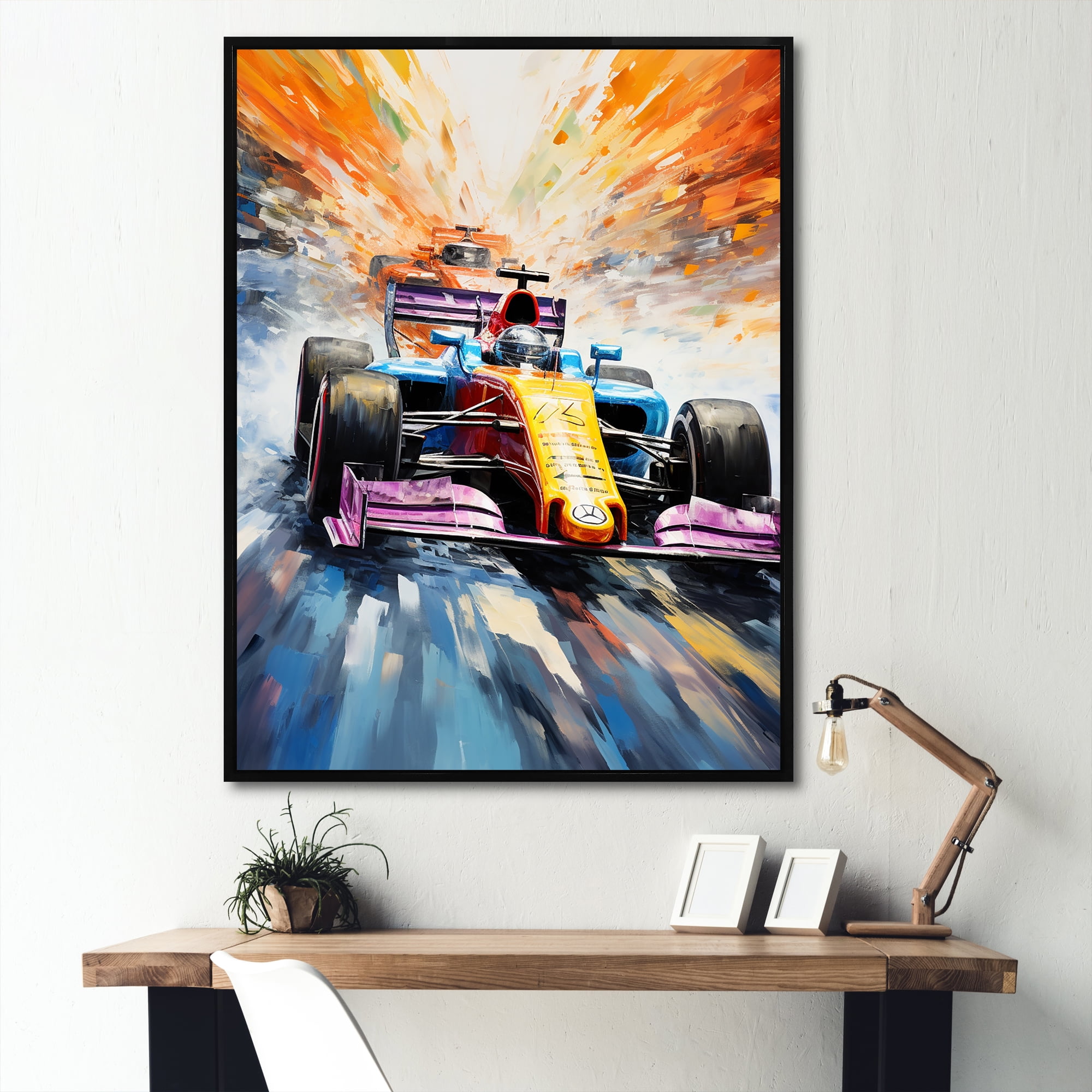 Designart "Pop Art Formula Car on the Race Track II" Architecture ...