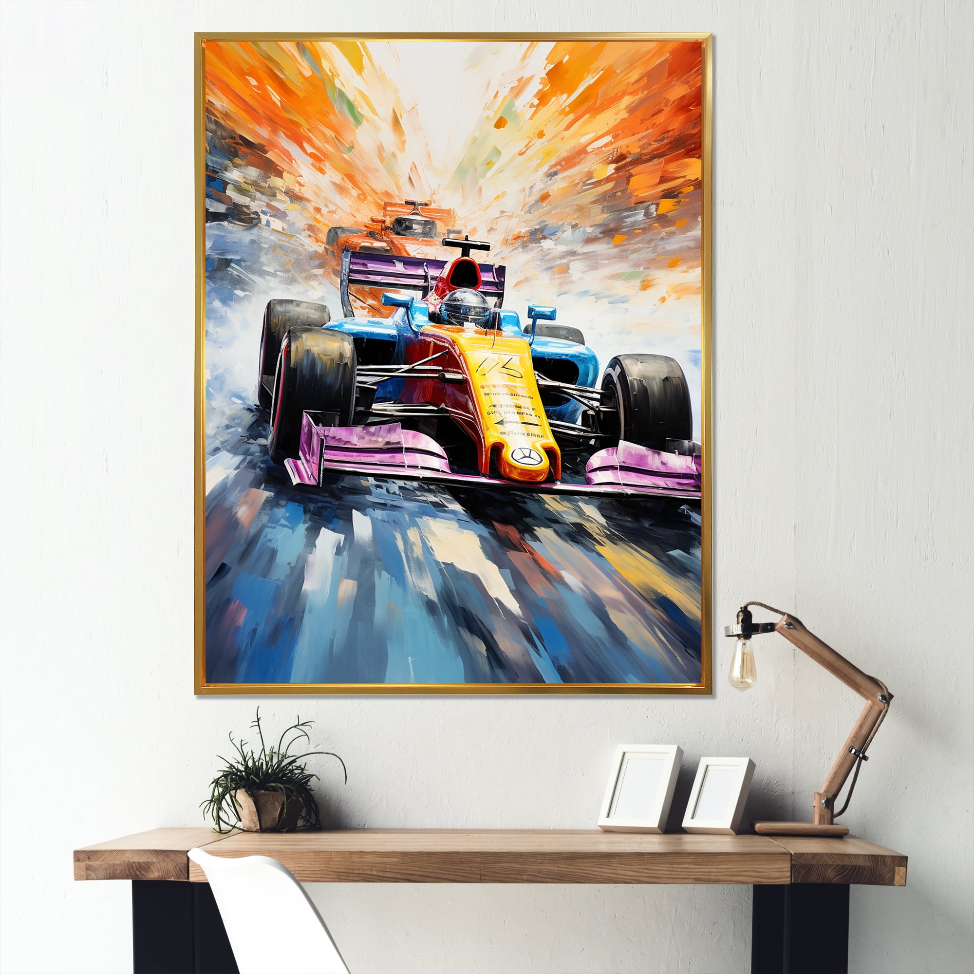 Designart "Pop Art Formula Car on the Race Track II" Architecture ...